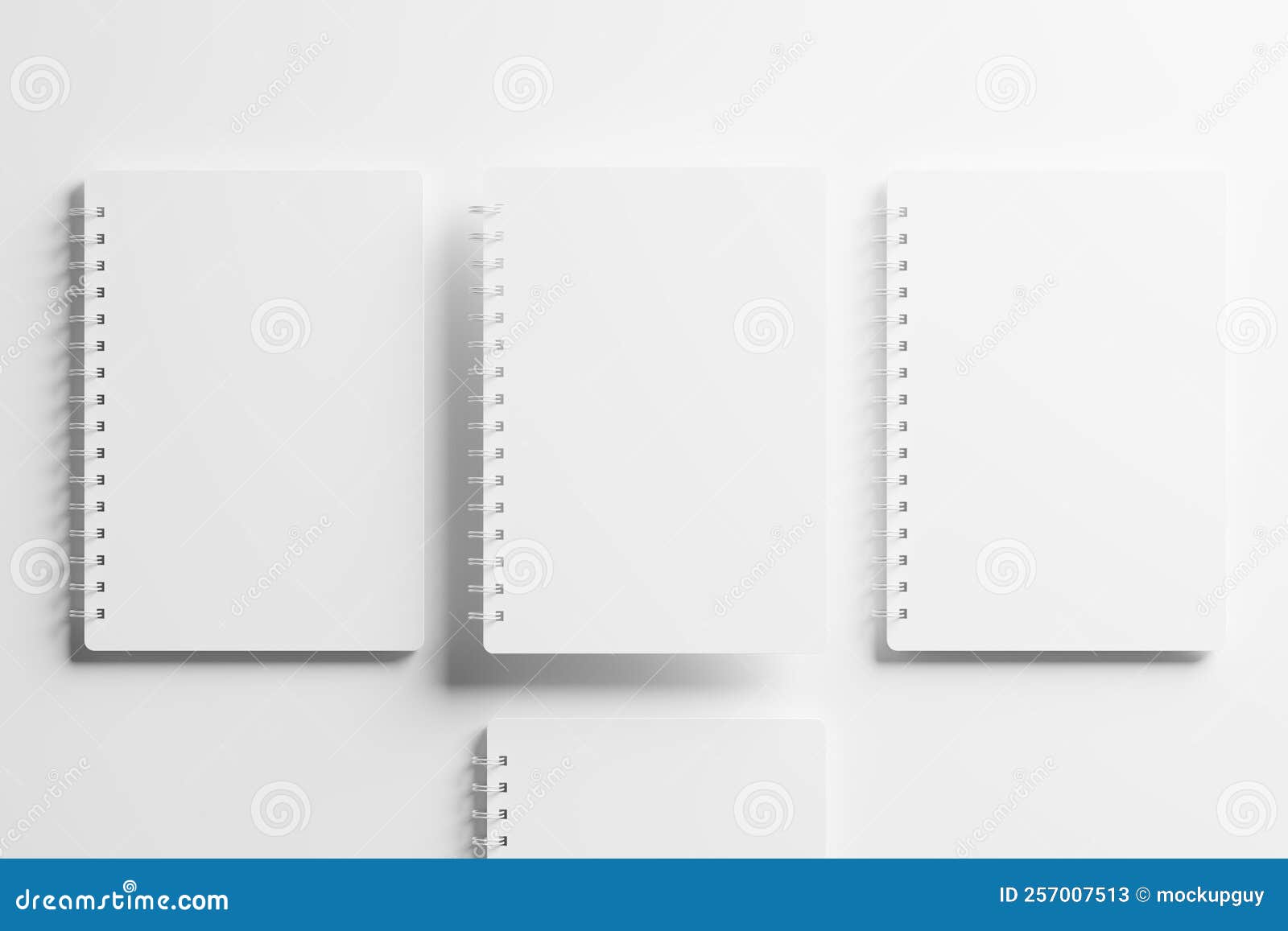 A4 A5 Rounded Corner Spiral Notebook 3D Rendering White Blank Mockup ...