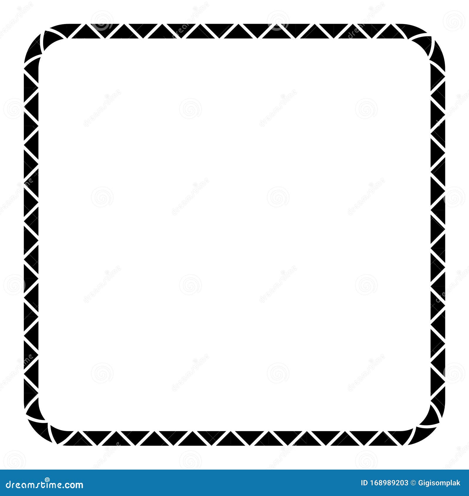 Vector Rounded Corner Square Black Frame, Isolated on White Stock ...