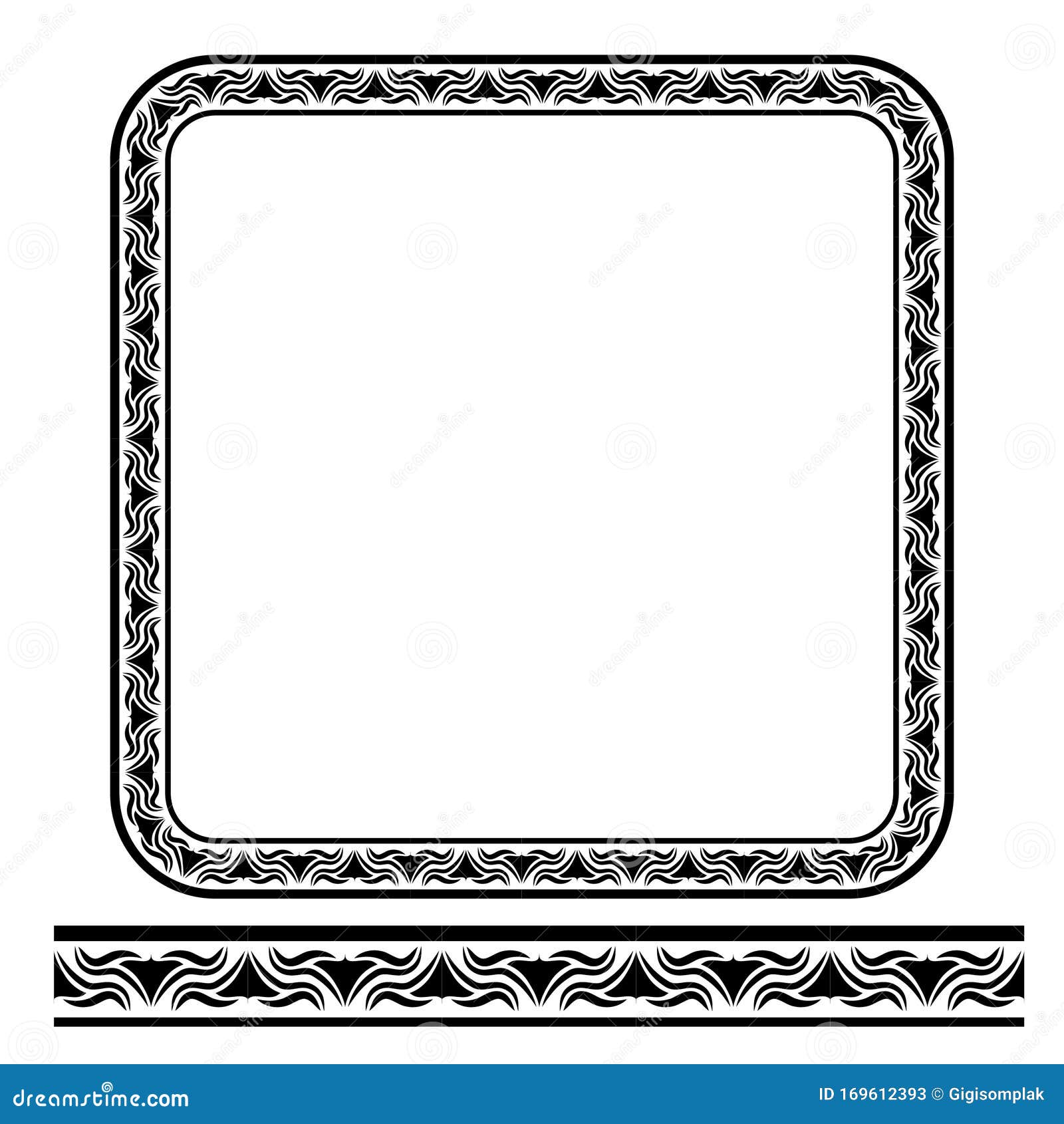 Vector Rounded Corner Square Floral Frame, Isolated on White Stock ...