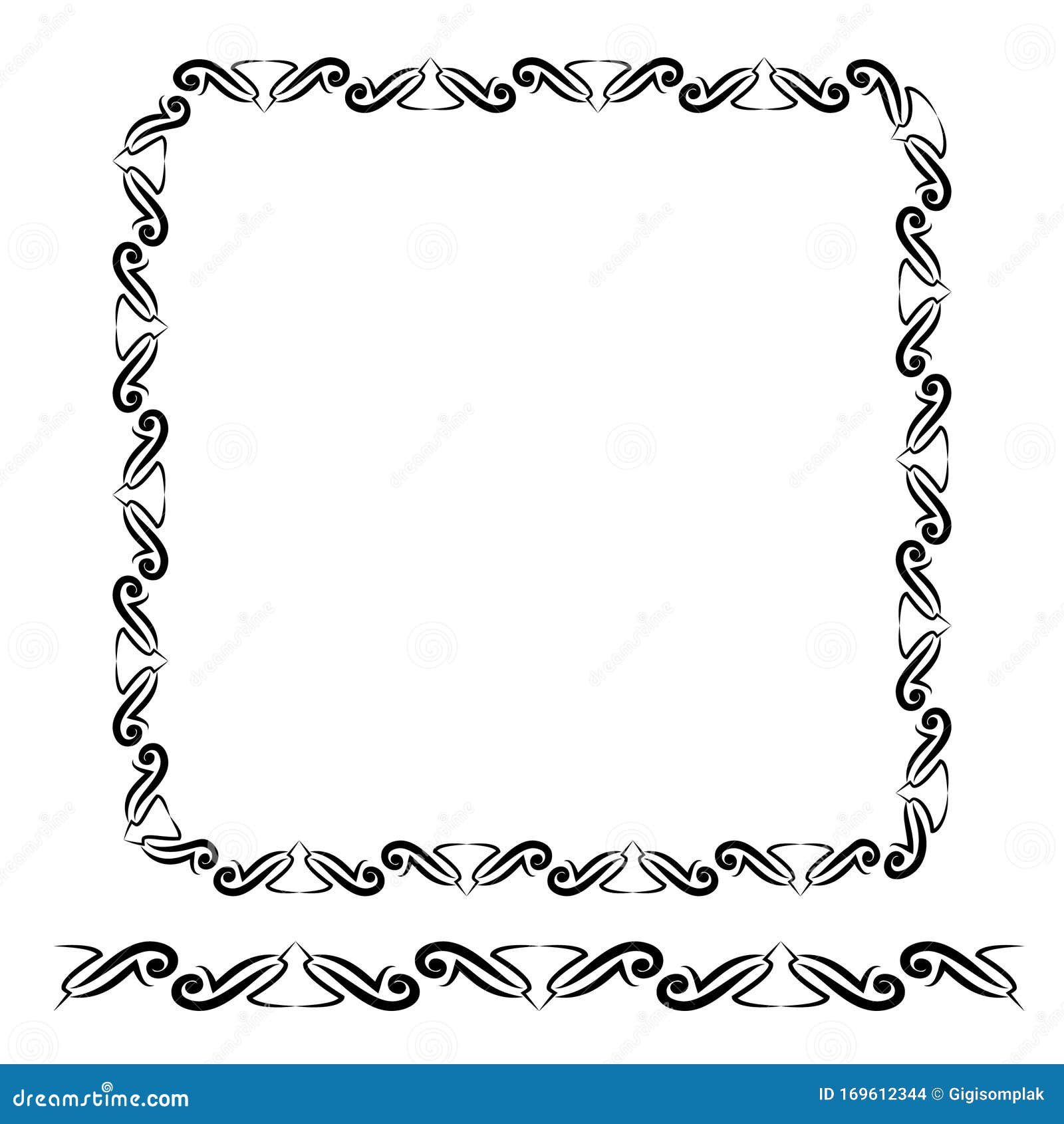 Vector Rounded Corner Square Floral Frame, Isolated on White Stock ...