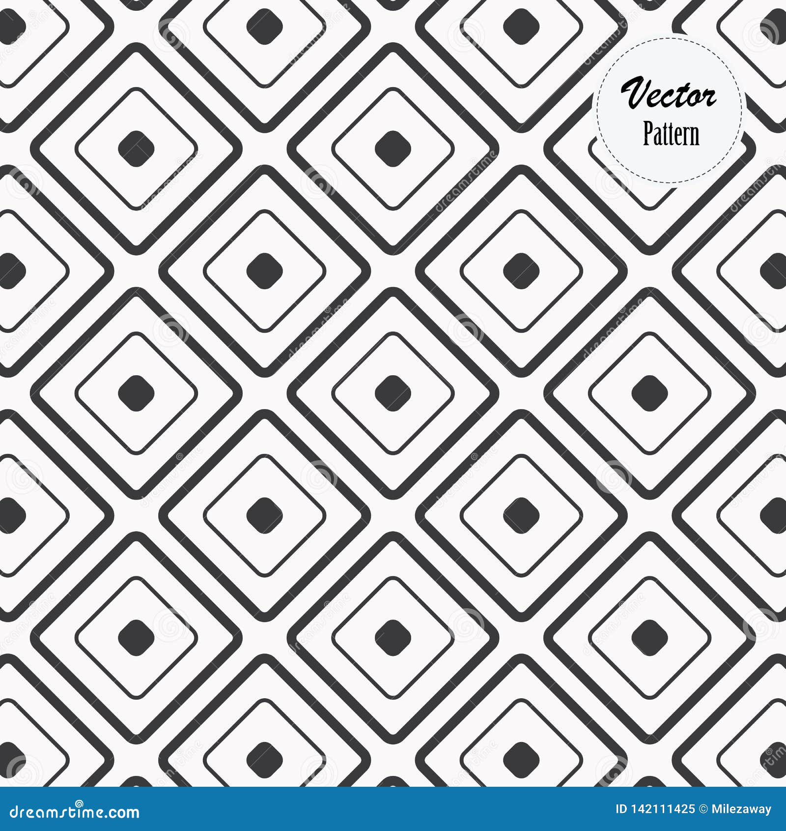 Rounded Corner of Squares Shape or Diamond Shape, Monochrome Stylish ...