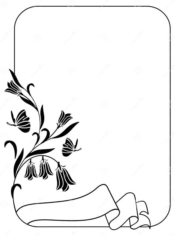 Rounded Corners Vertical Framework with Bluebells. Stock Illustration ...