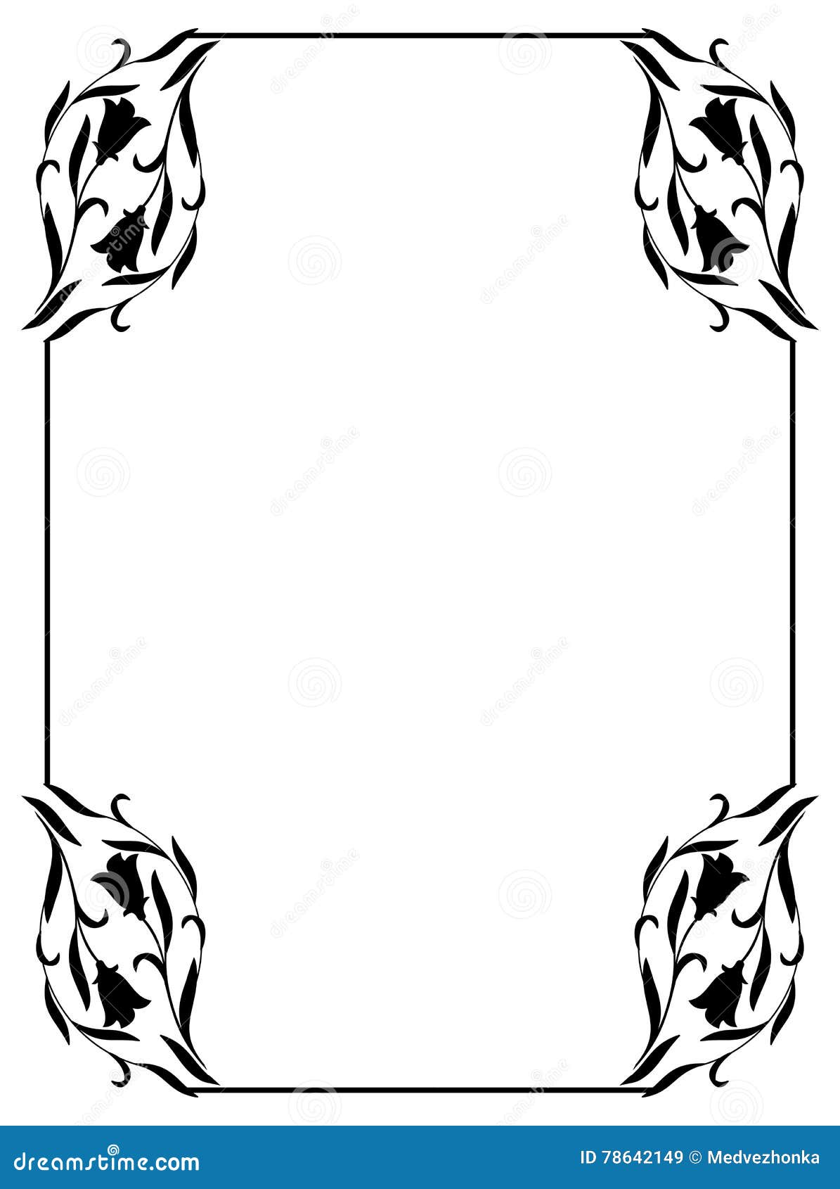 Rounded Corners Vertical Framework with Bluebells. Stock Illustration ...