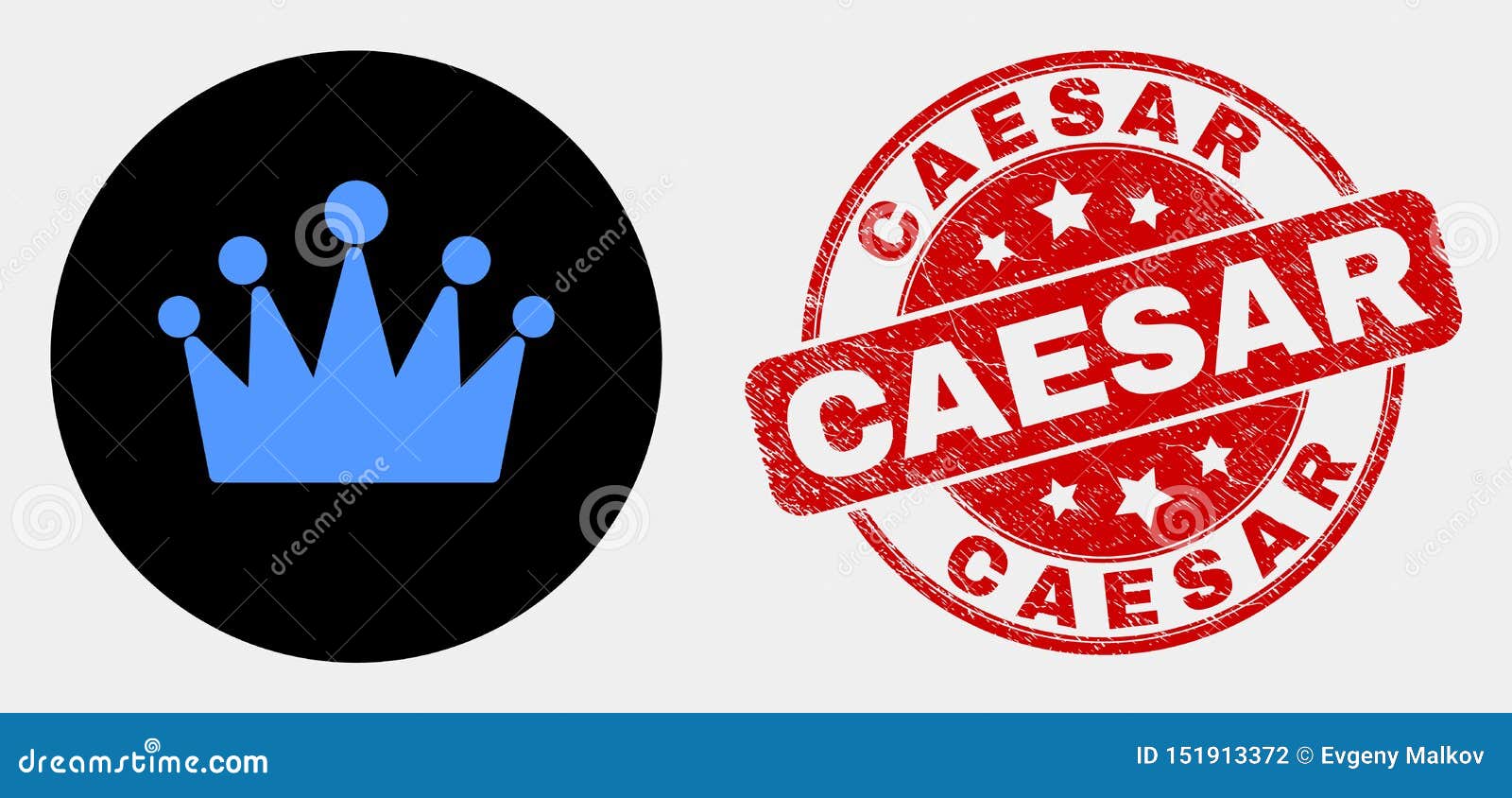 Vector Crown Icon and Scratched Caesar Seal Stock Vector - Illustration ...