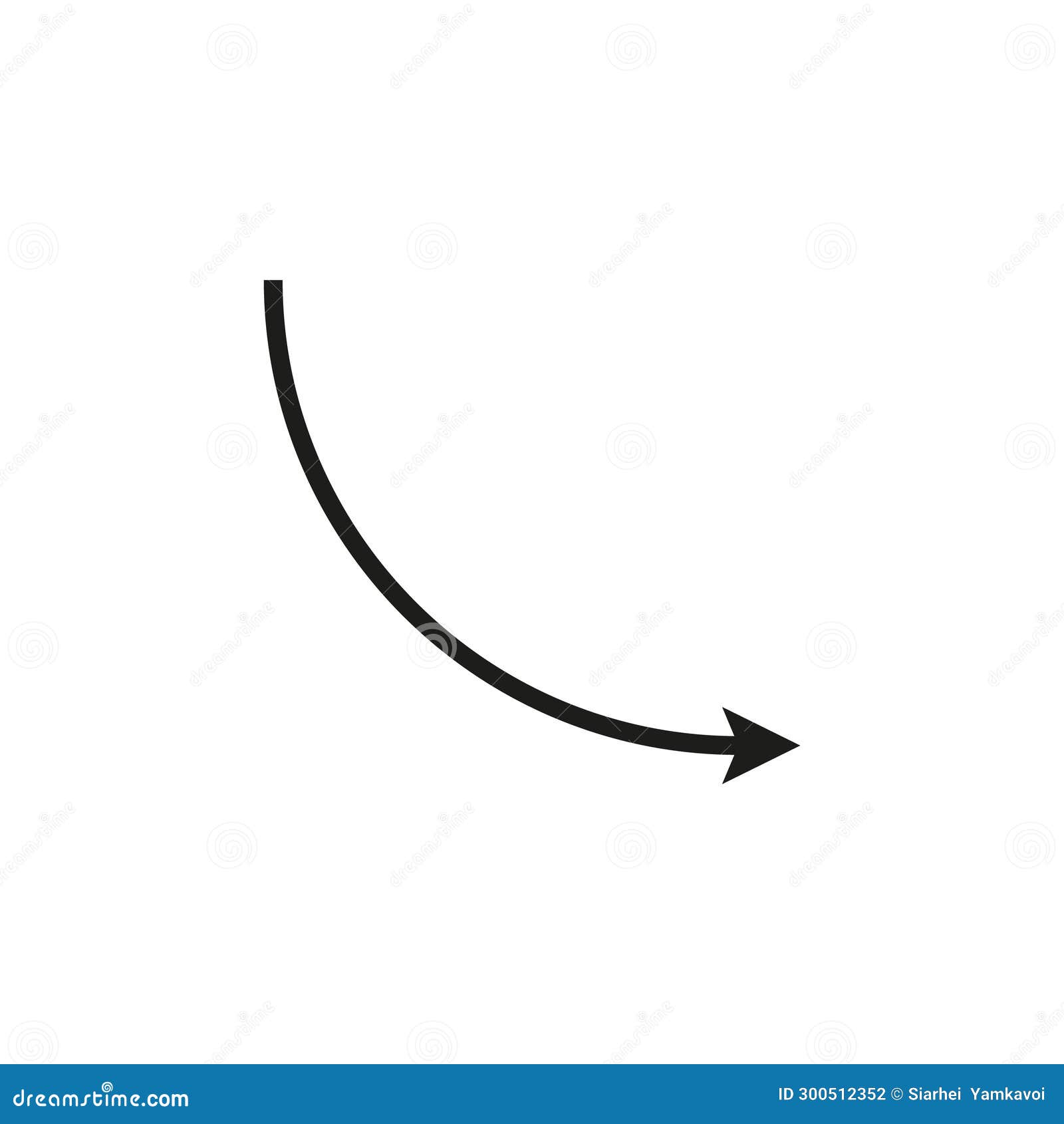 Rounded Curved Single Thin Long Geometric Arrow. Stock Illustration ...