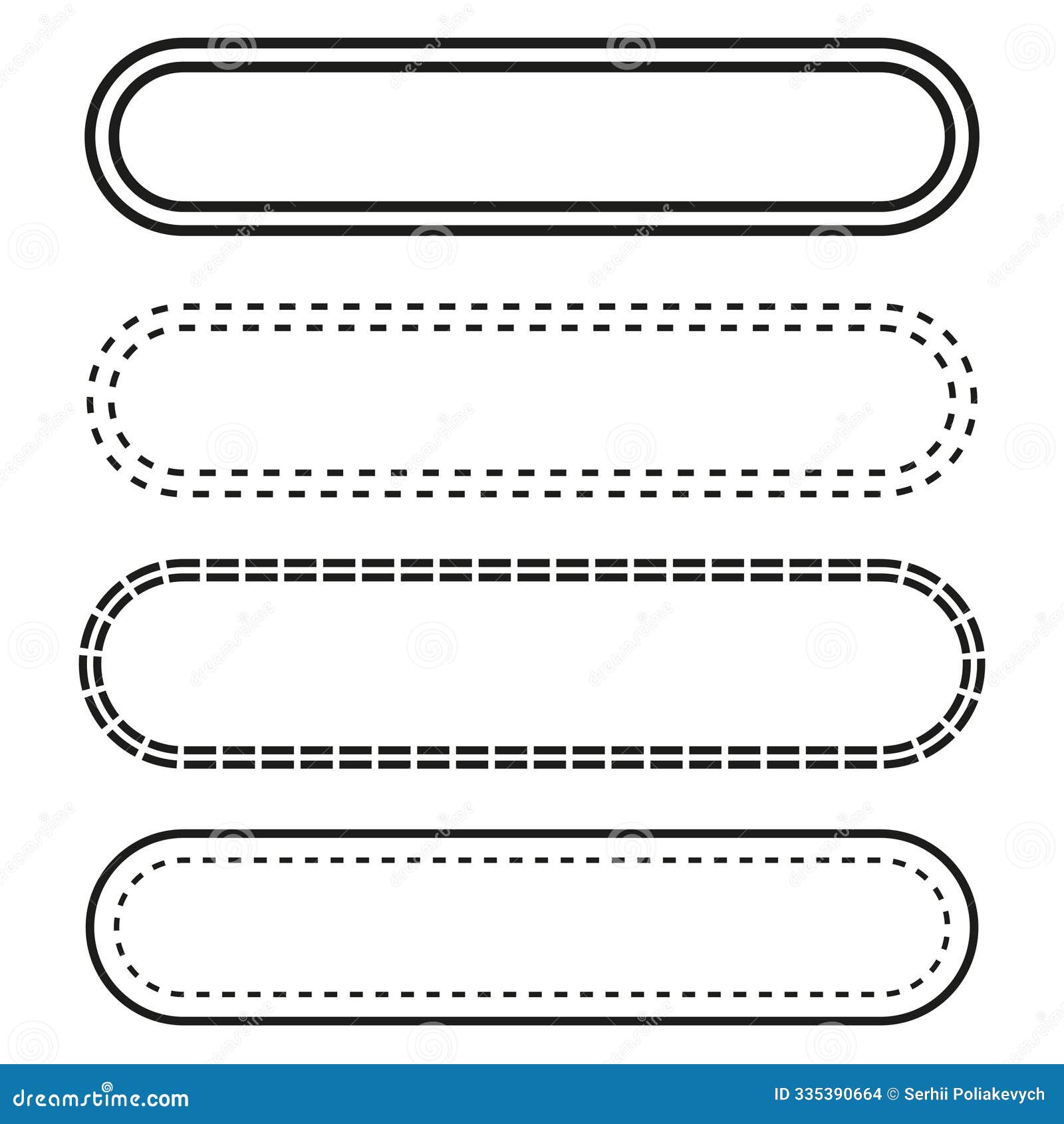 Rounded Dashed Borders. Oval Outline Frames. Simple Geometric Shapes. Vector Illustration Stock ...