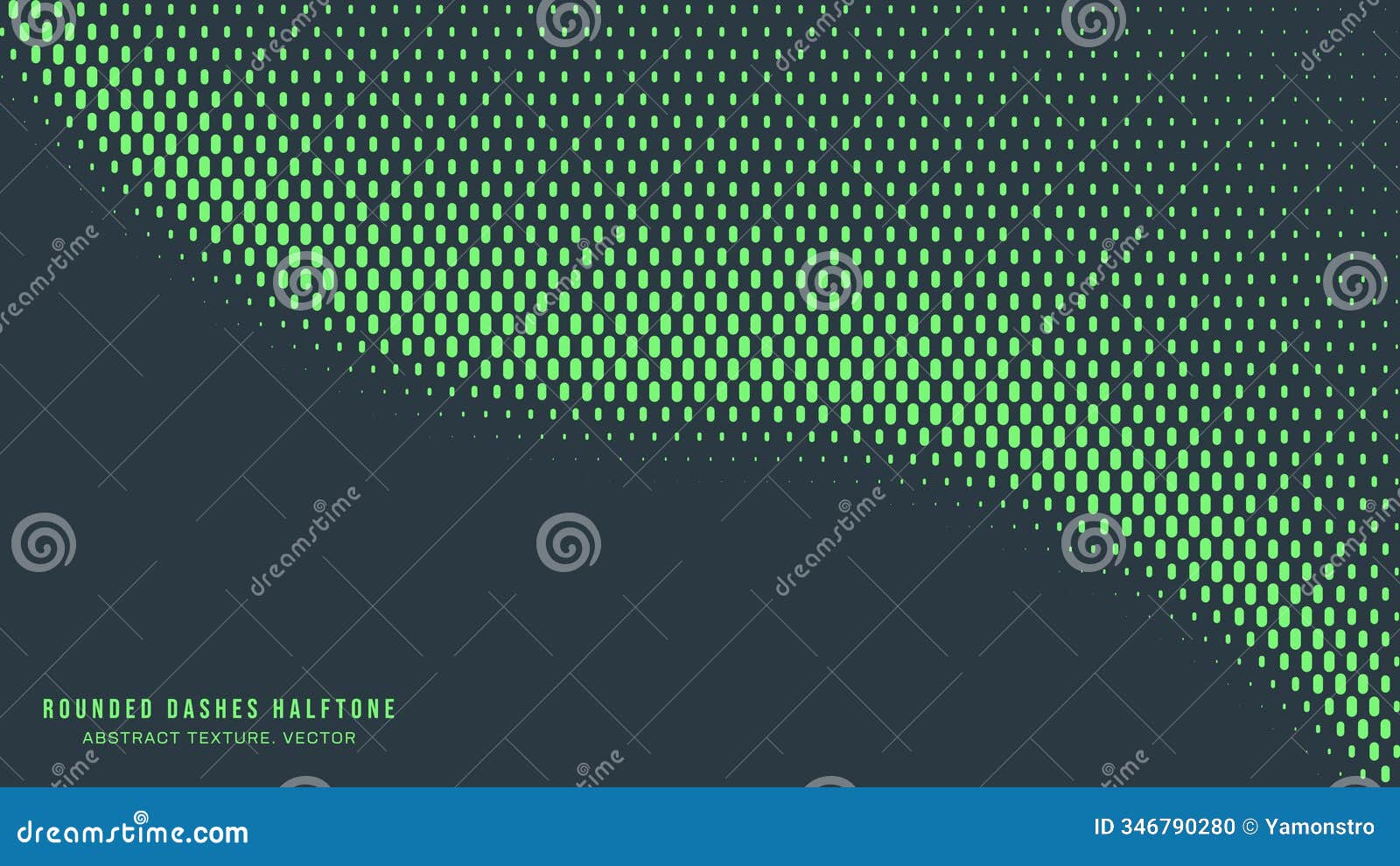 Rounded Dashes Halftone Pattern Bent Border Vector Turquoise Abstract ...