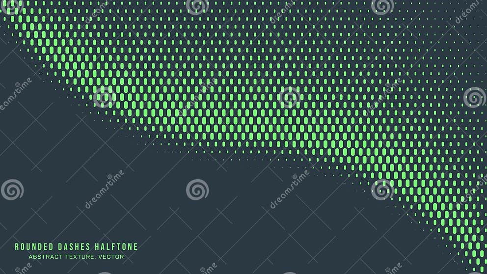 Rounded Dashes Halftone Pattern Bent Border Vector Turquoise Abstract ...