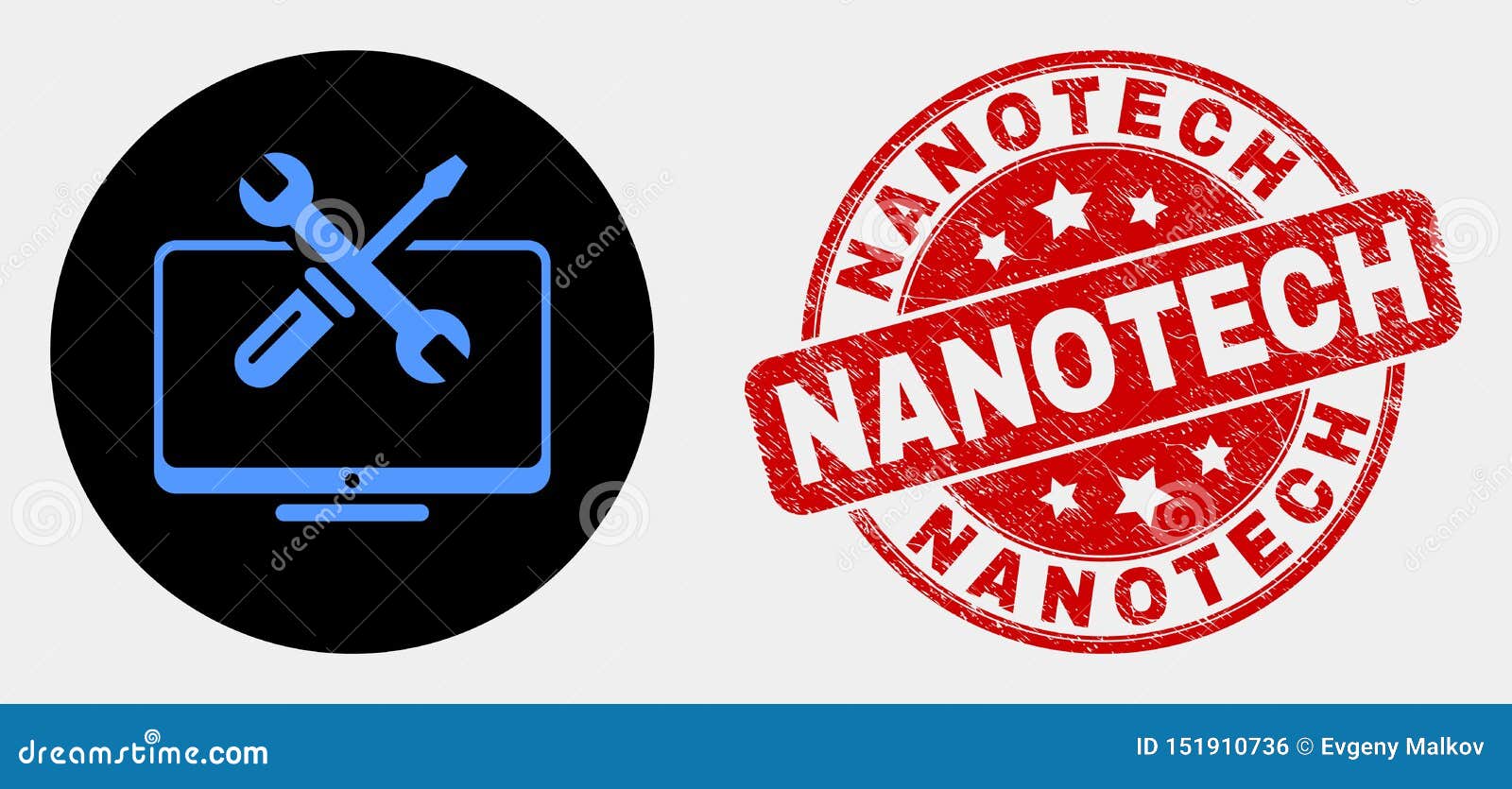 Vector Desktop Tools Icon and Grunge Nanotech Stamp Stock Vector - Illustration of computer ...