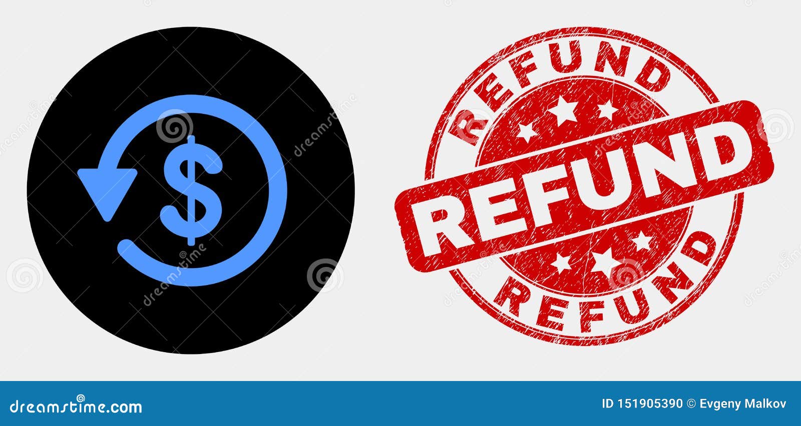 Vector Dollar Refund Icon and Grunge Refund Stamp Seal Stock Vector ...