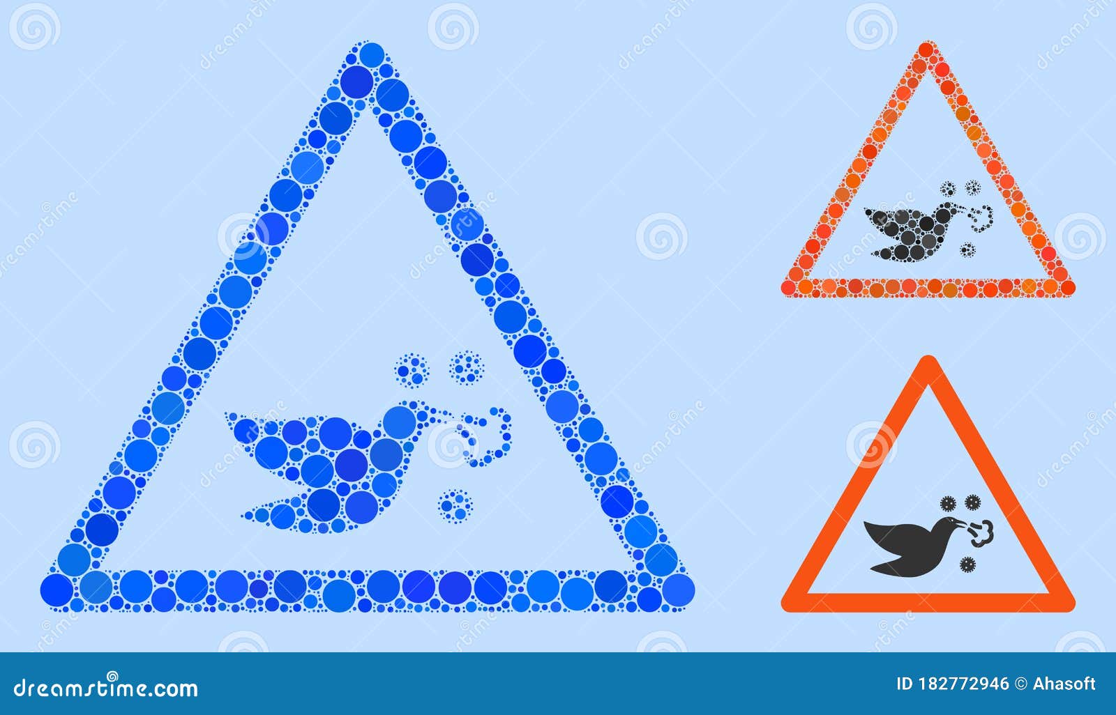 Rounded Dot Bird Flu Warning Icon Mosaic Stock Illustration ...