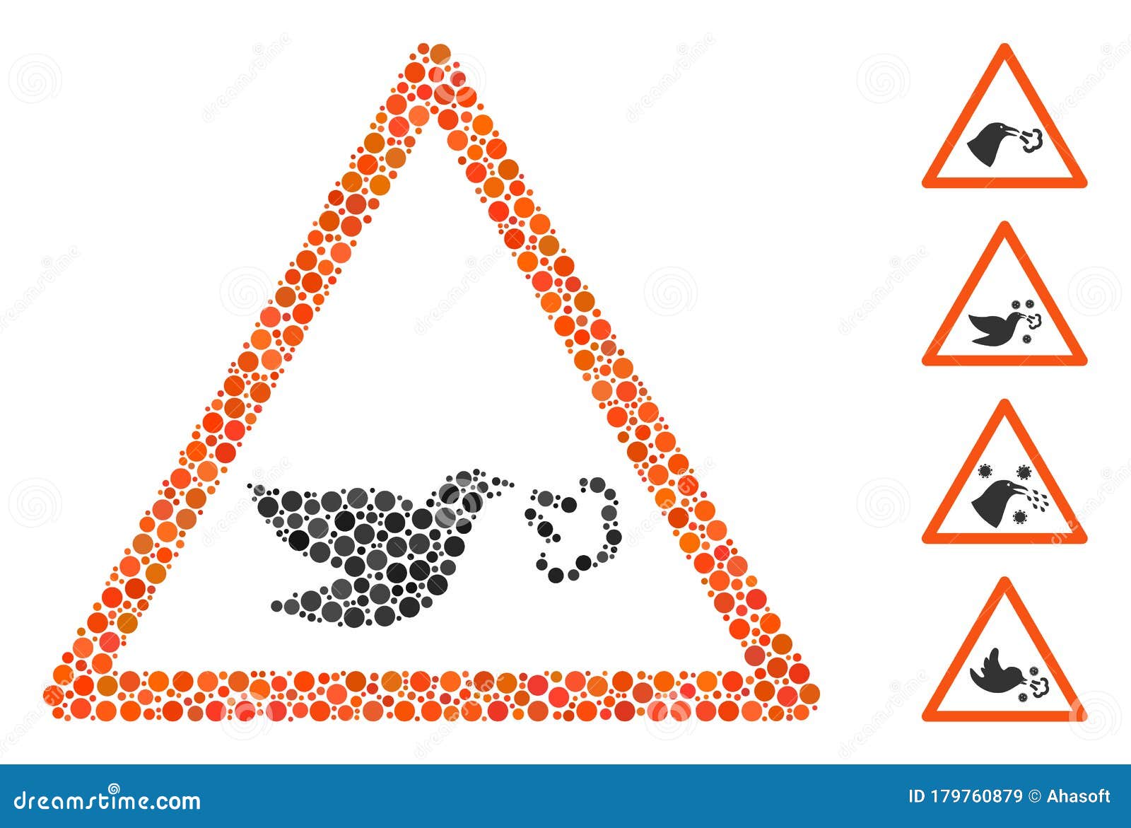 Rounded Dot Bird Flu Warning Icon Mosaic Stock Illustration ...