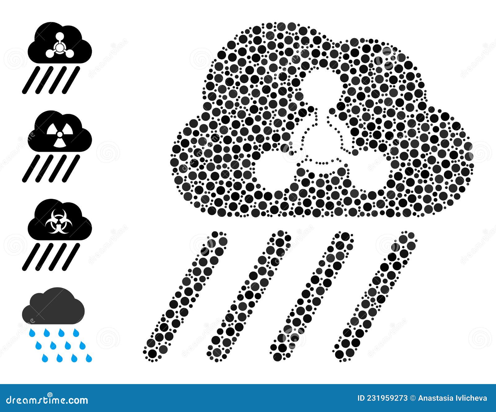Dotted Acid Rain Collage of Circles and Bonus Icons Stock Vector ...