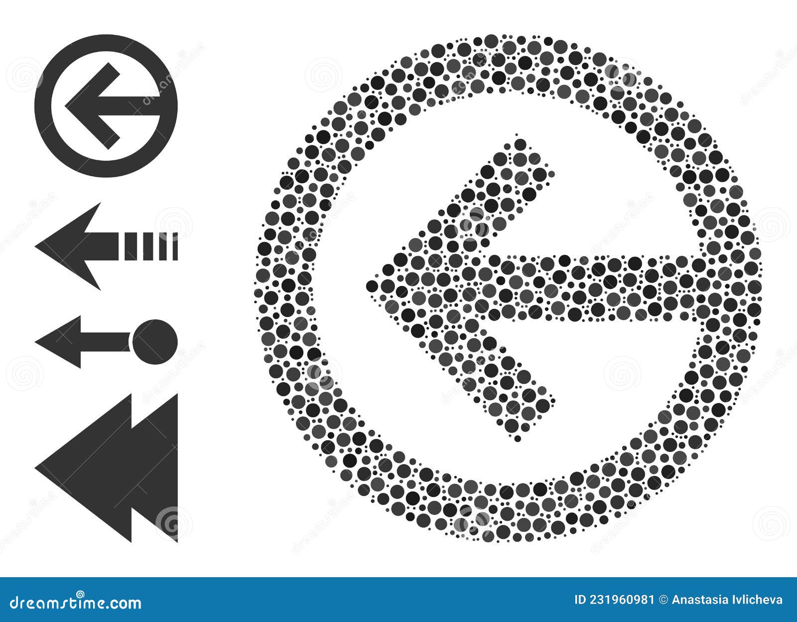 Dotted Direction Left Composition of Round Dots and Similar Icons Stock ...