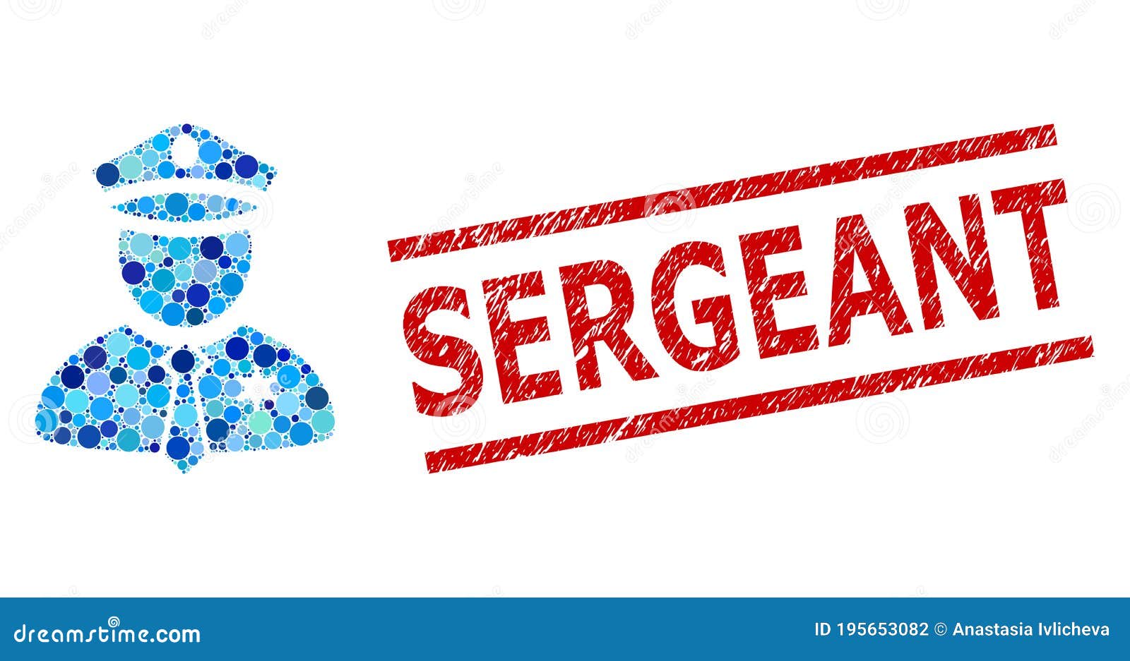 Textured Sergeant Watermark and Police Guy Composition of Circles Stock ...