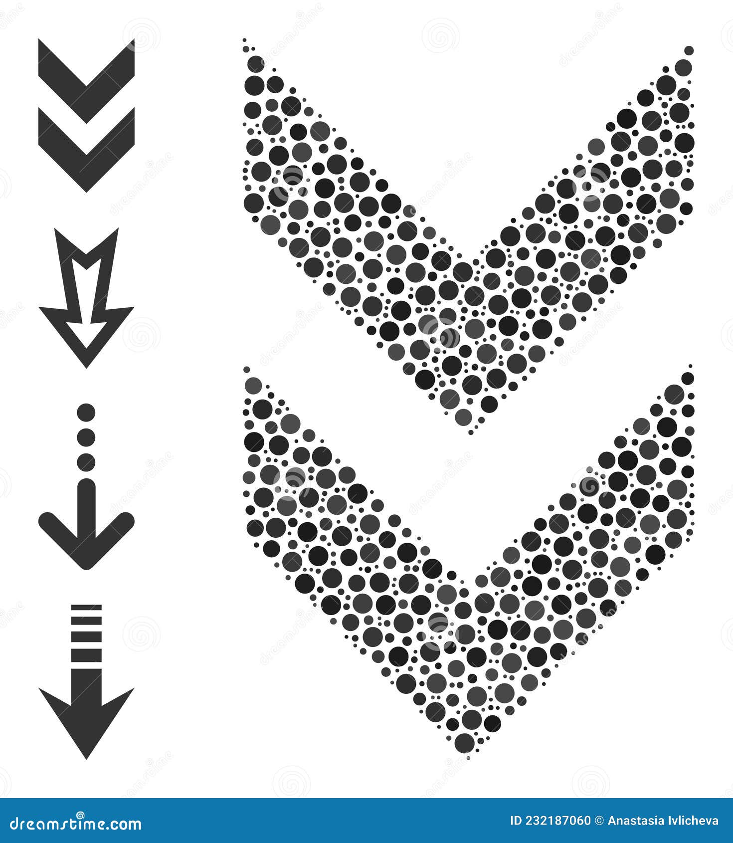 Dotted Shift Down Mosaic of Rounded Dots with Other Icons Stock Vector ...