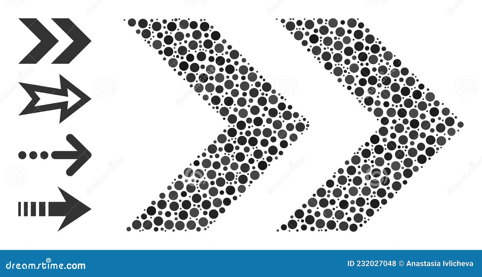 Dotted Shift Right Composition of Circles and Bonus Icons Stock Vector ...