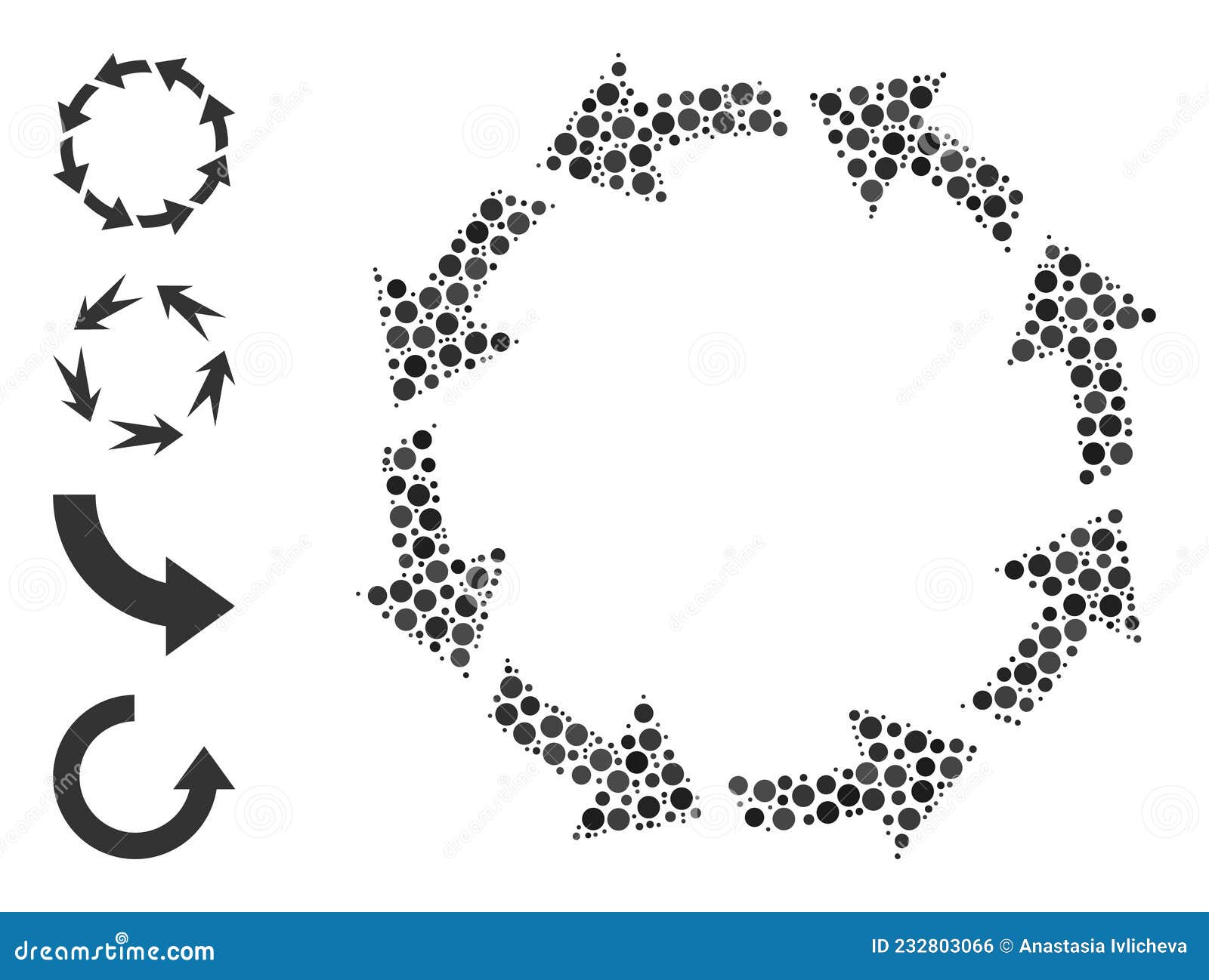 Dotted Rotate Ccw Composition of Circles and Similar Icons Stock Vector ...