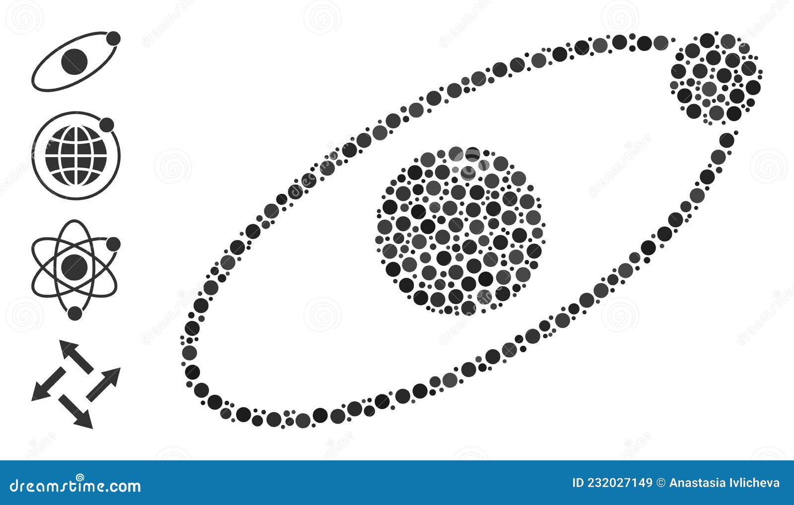Dotted Orbit Mosaic of Circles and Other Icons Stock Vector ...