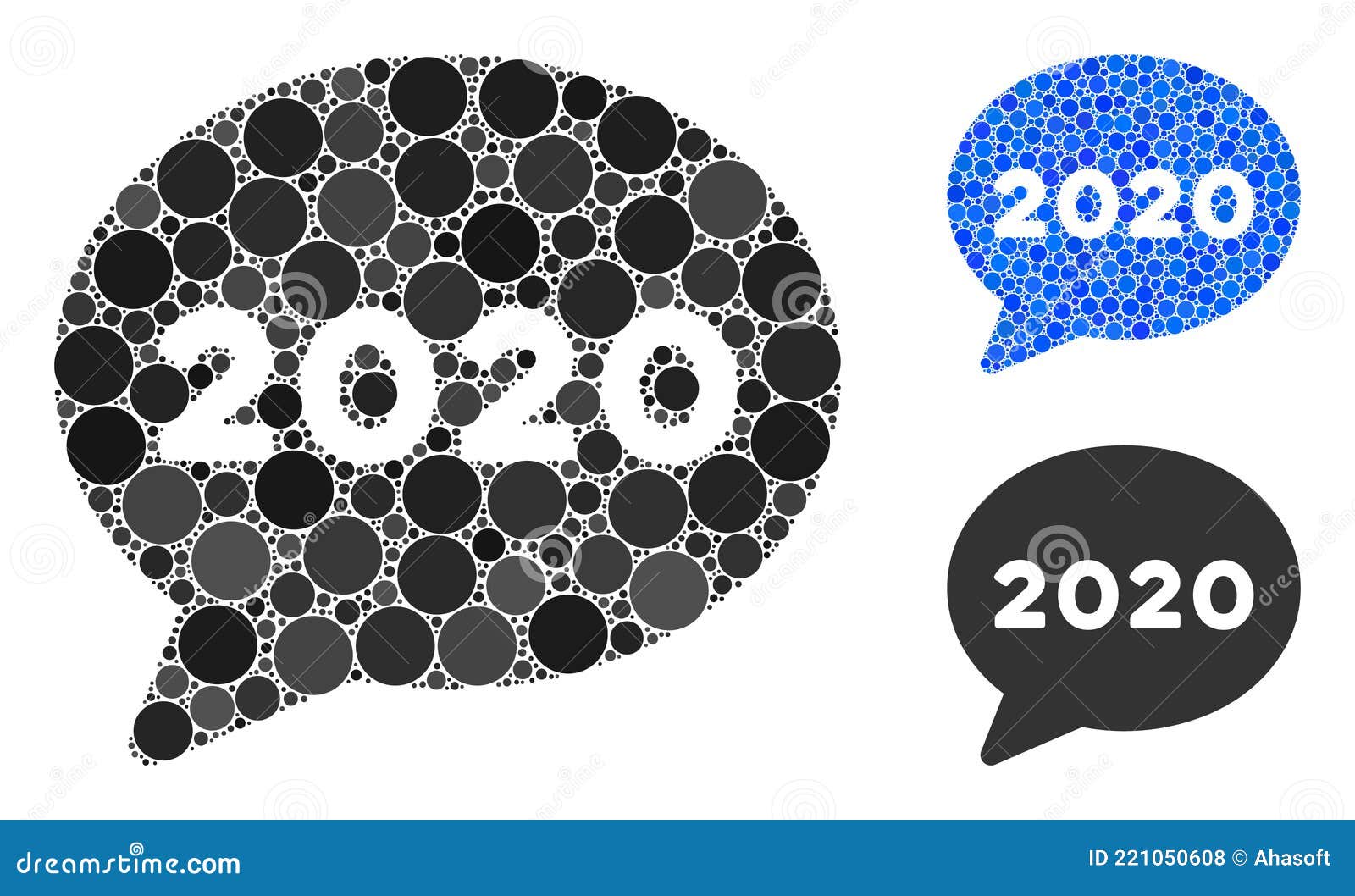 Rounded Dot 2020 Message Cloud Icon Mosaic Stock Illustration ...