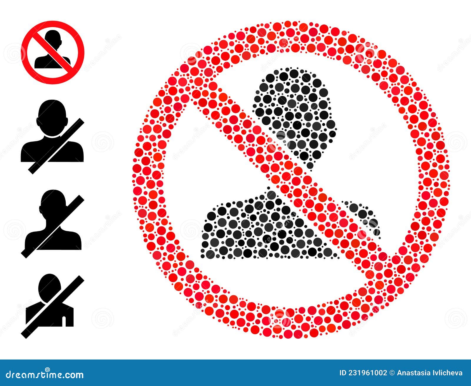 Dotted Forbidden Man Mosaic of Rounded Dots and Bonus Icons Stock ...