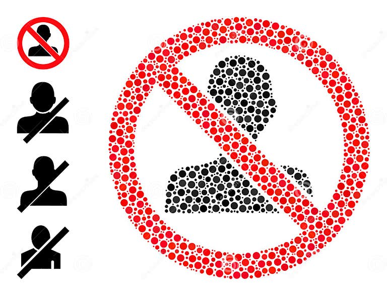 Dotted Forbidden Man Mosaic of Rounded Dots and Bonus Icons Stock ...