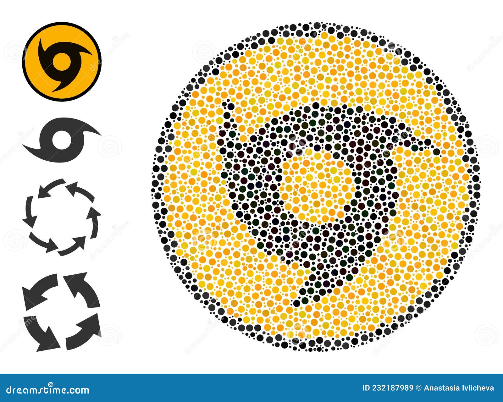 Dotted Hurricane Danger Collage of Round Dots and Other Icons Stock ...