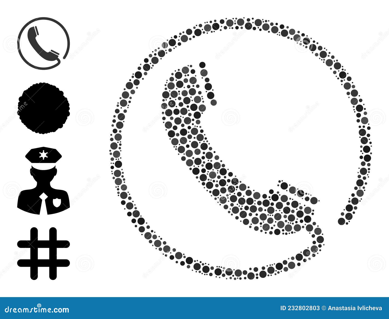 Dotted Phone Collage of Circles with Other Icons Stock Vector ...