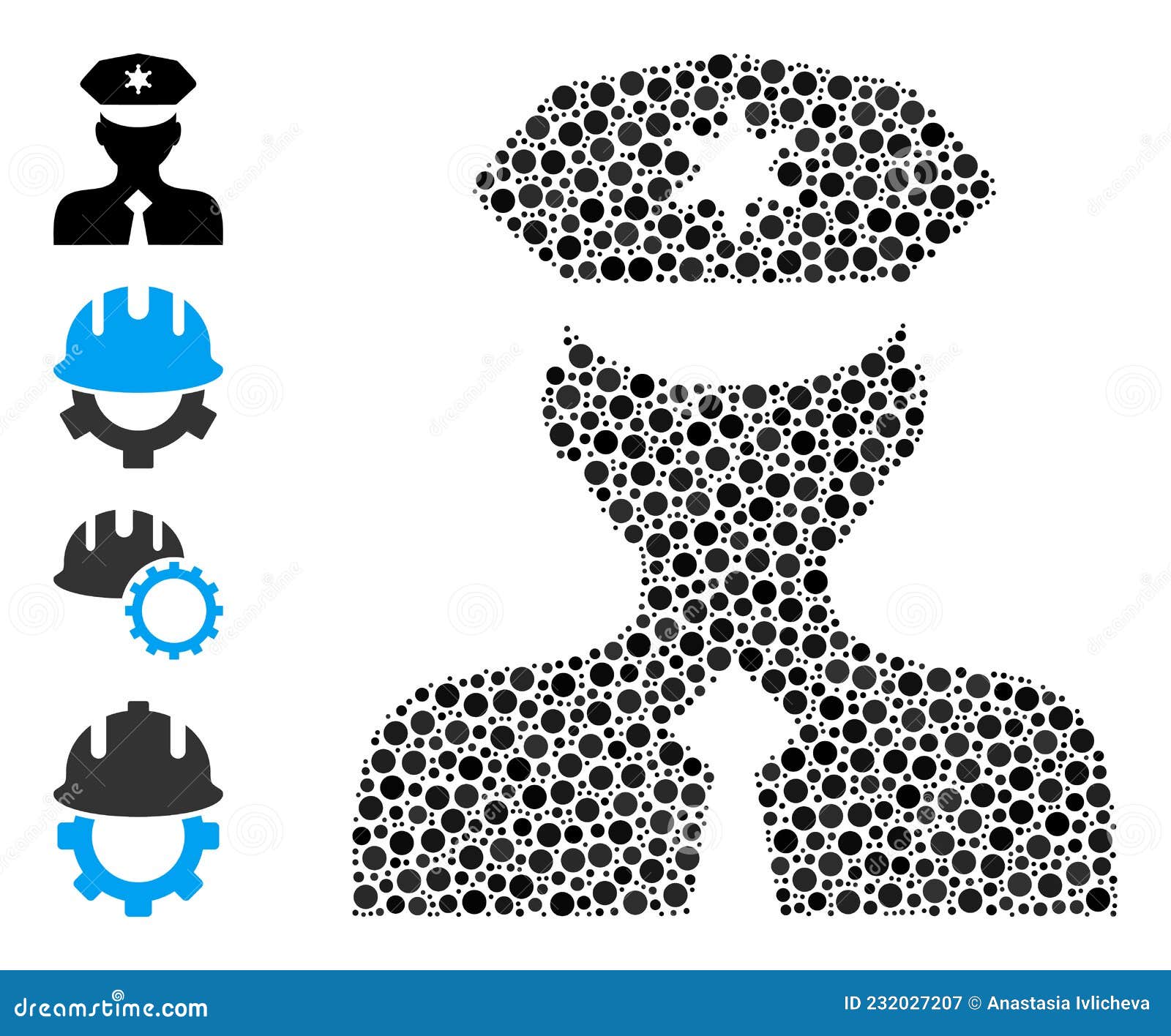 Dotted Police Officer Mosaic of Rounded Dots and Bonus Icons Stock ...