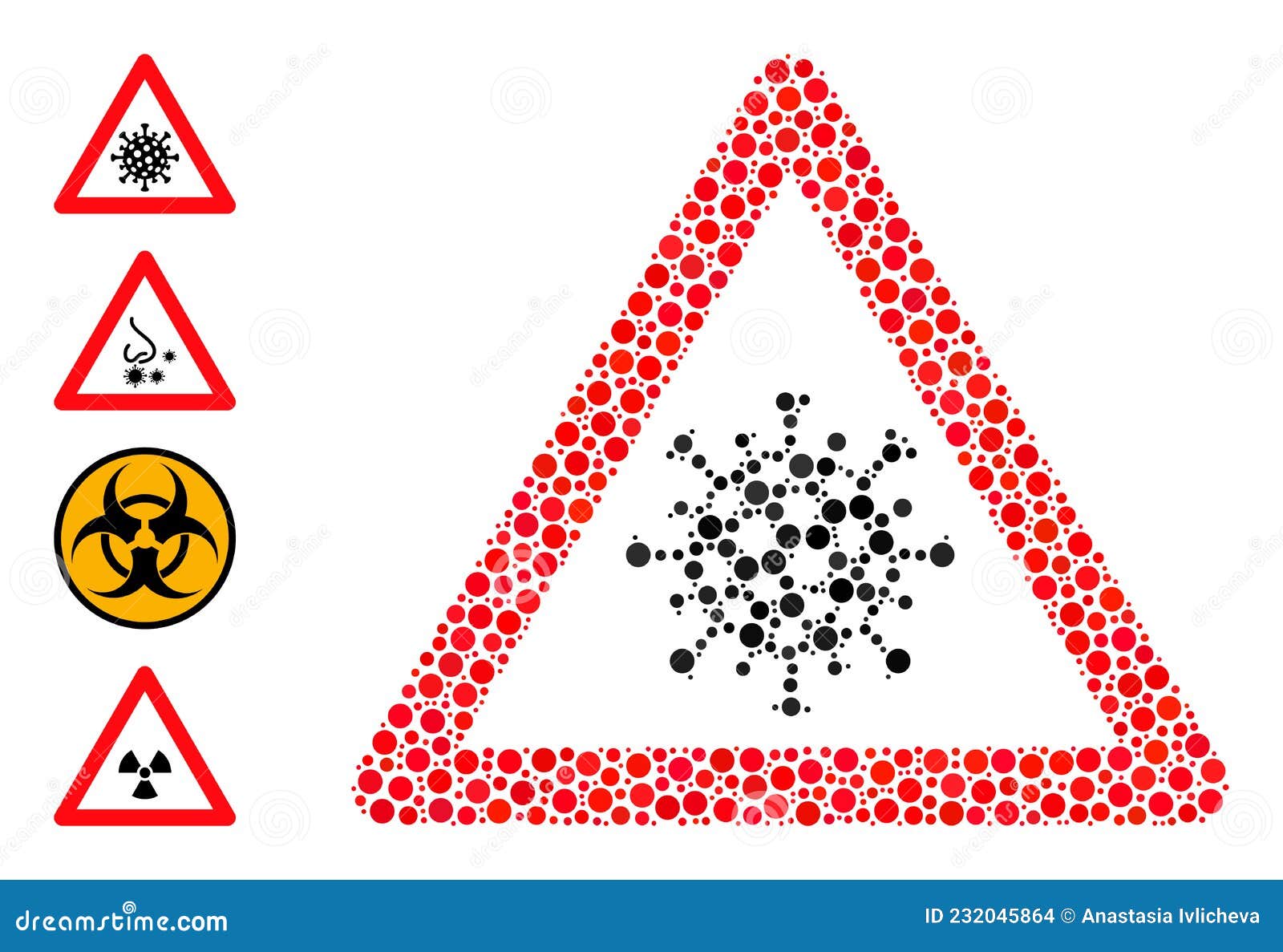 Dotted Viral Warning Collage of Circles with Other Icons Stock Vector ...