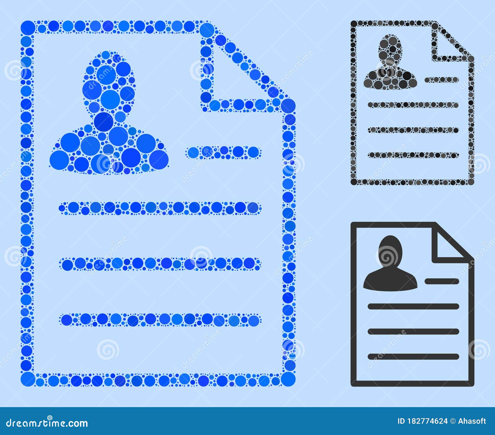 Rounded Dot Resume Page Icon Mosaic Stock Illustration - Illustration ...