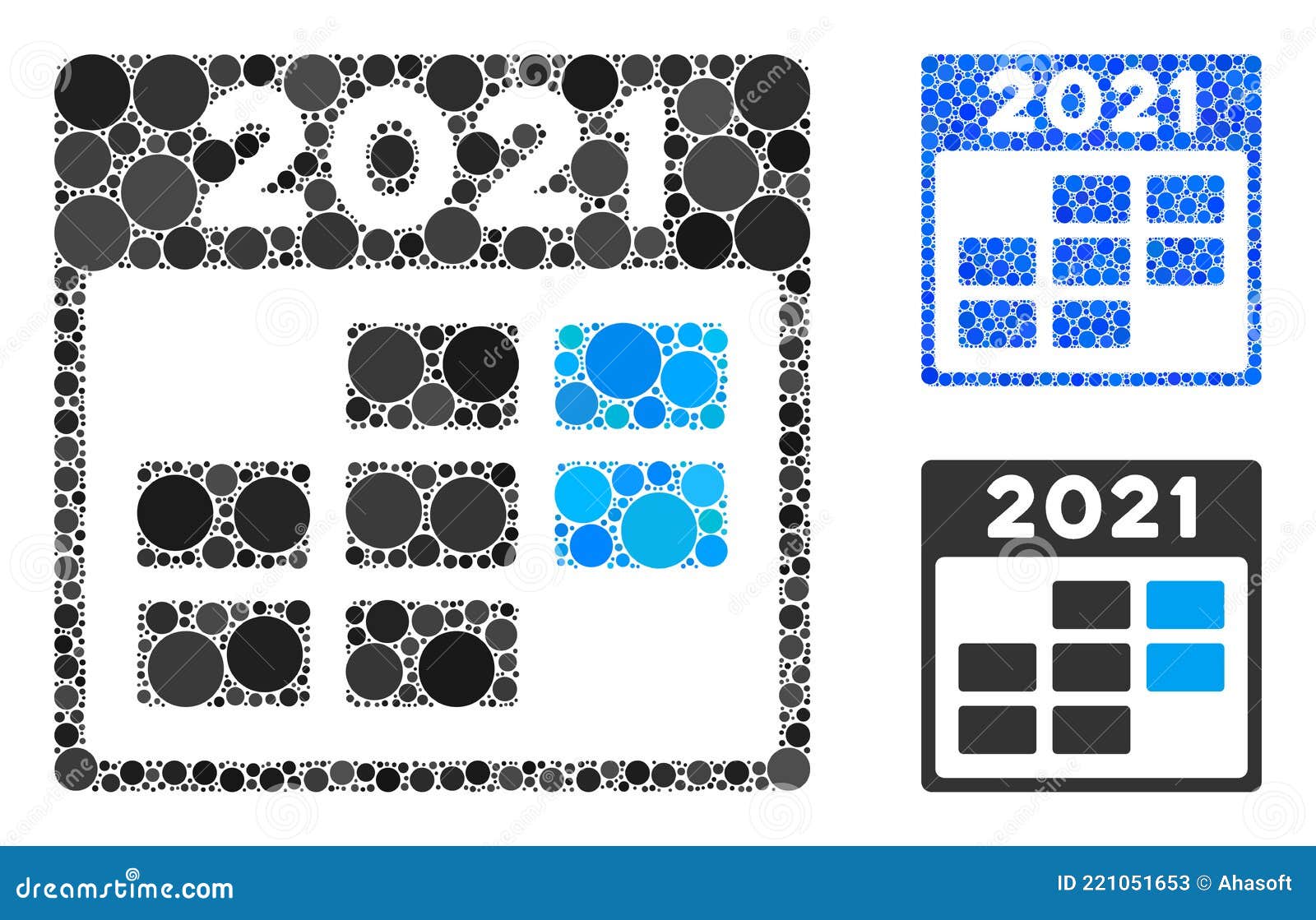 Rounded Dot 2021 Week Calendar Icon Collage Stock Image | CartoonDealer ...