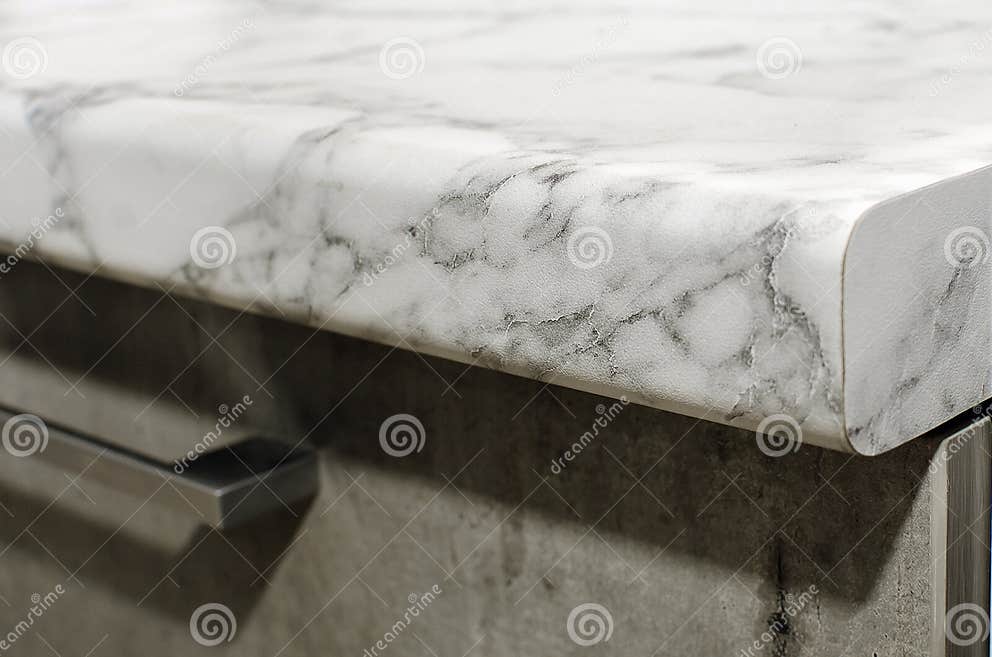 Rounded Edge of the Plastic Kitchen Worktop. Postforming on the ...