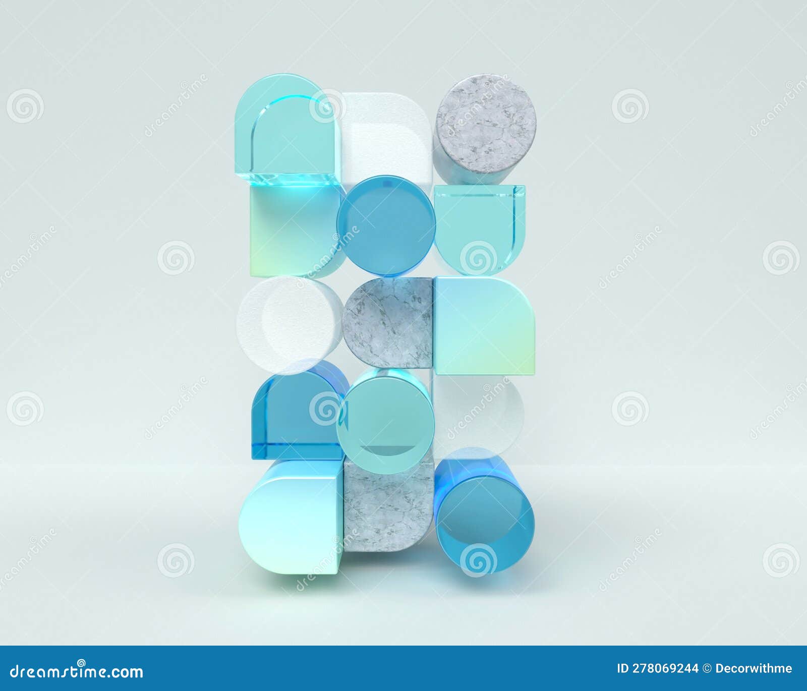 Rounded Elements in Balance - Colored Geometric Shapes 3d Illustration ...