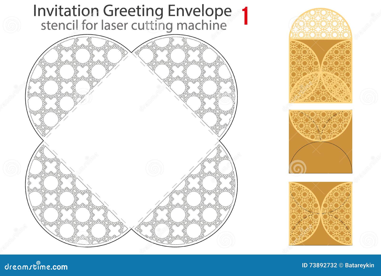 Rounded Envelope Template for Laser Cut Stock Vector - Illustration of ...