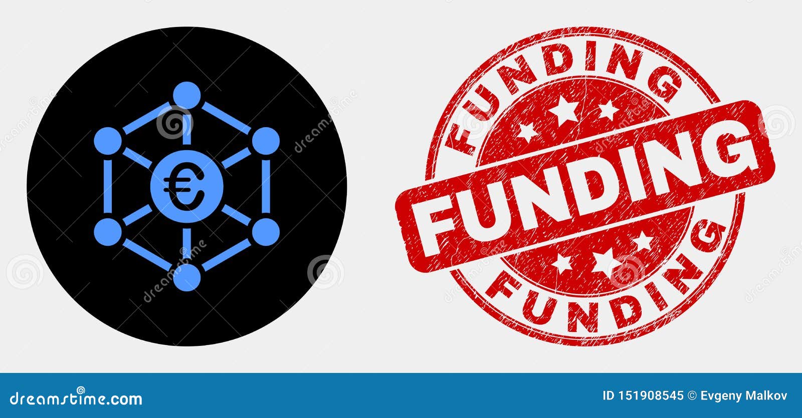 Vector Euro Network Icon and Distress Funding Stamp Stock Vector ...
