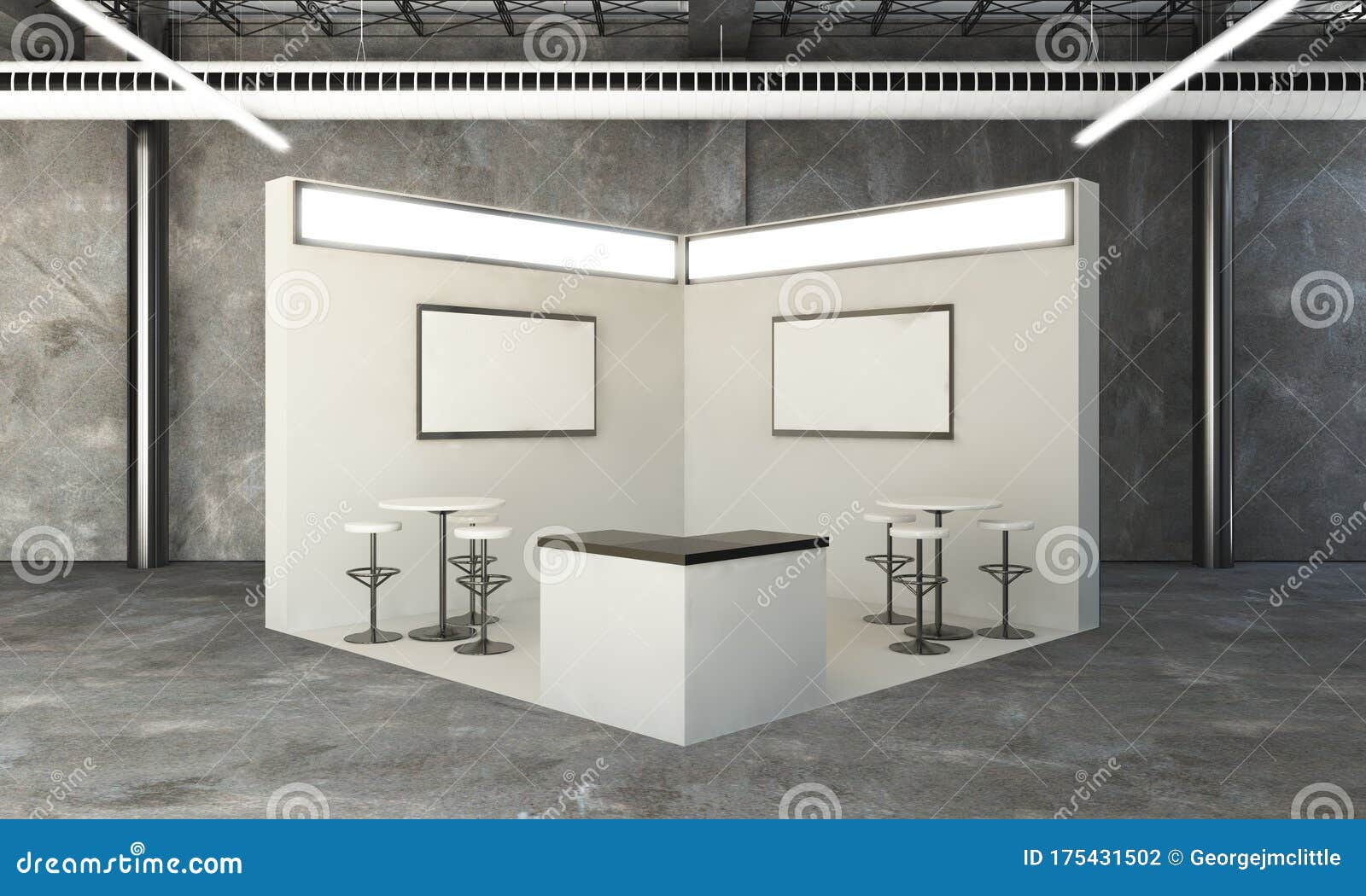 Rounded Exhibition Booth 3d Rendering Stock Illustration - Illustration ...