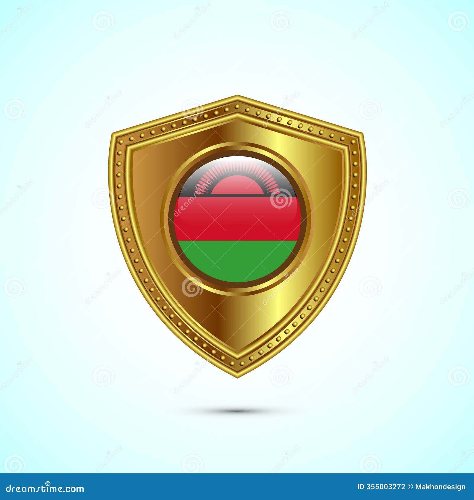 Rounded Flag of Malawi with Glossy Gold Shield Stock Illustration - Illustration of emblem, icon ...