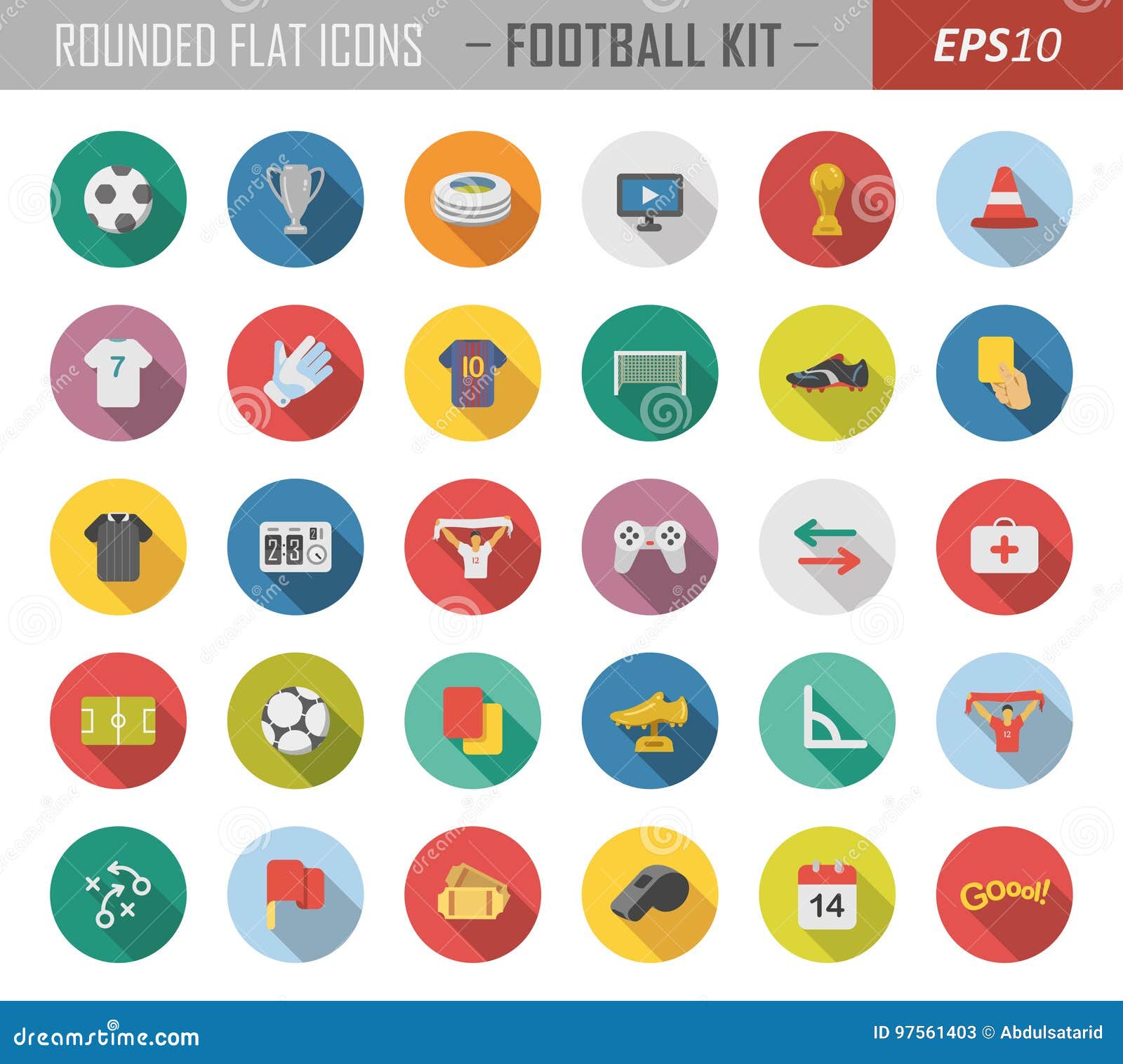 Rounded Flat Sport Icons Football Stock Vector - Illustration of ...