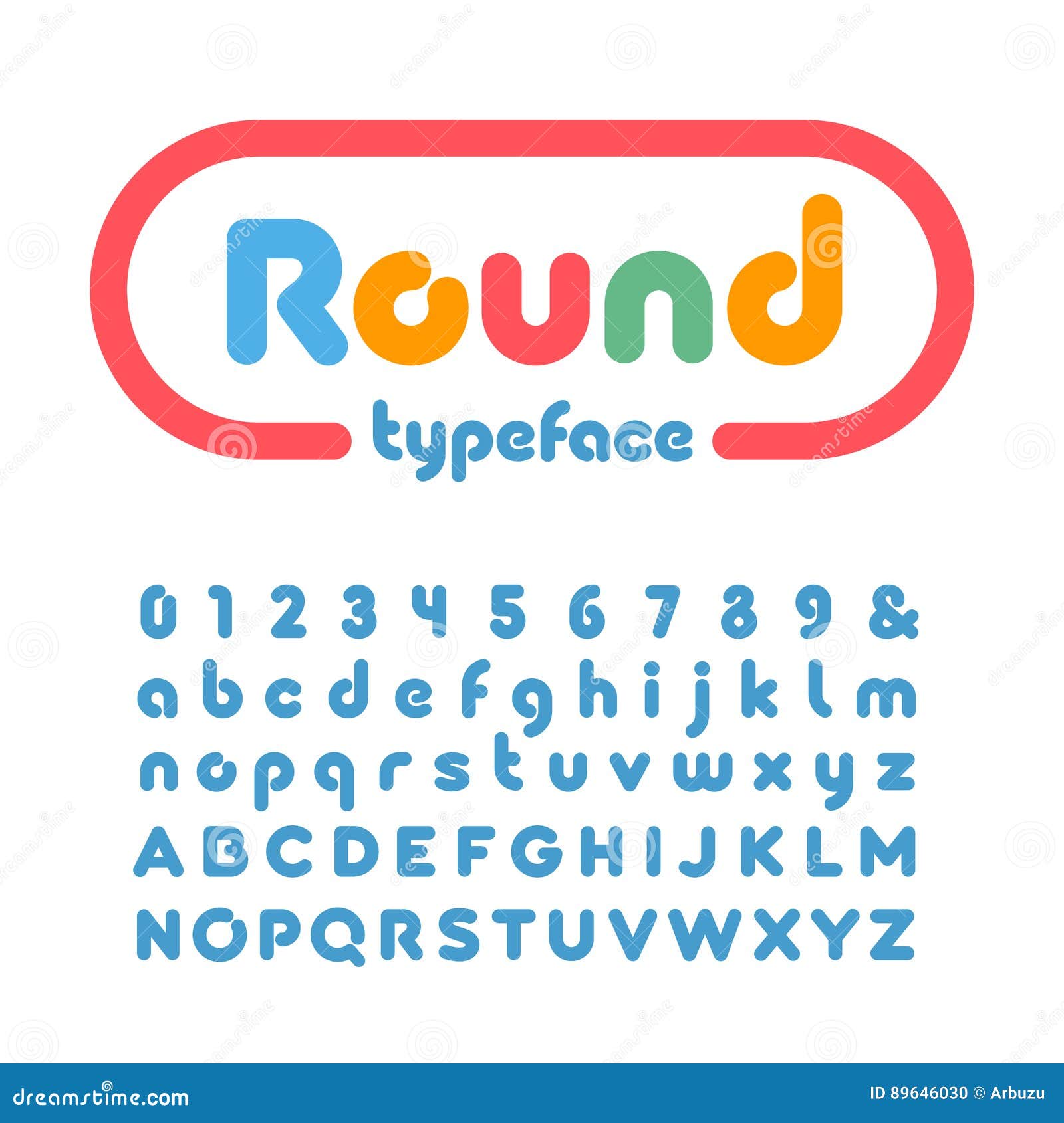 Rounded Font. Vector Alphabet With Gradient Effect Letters ...