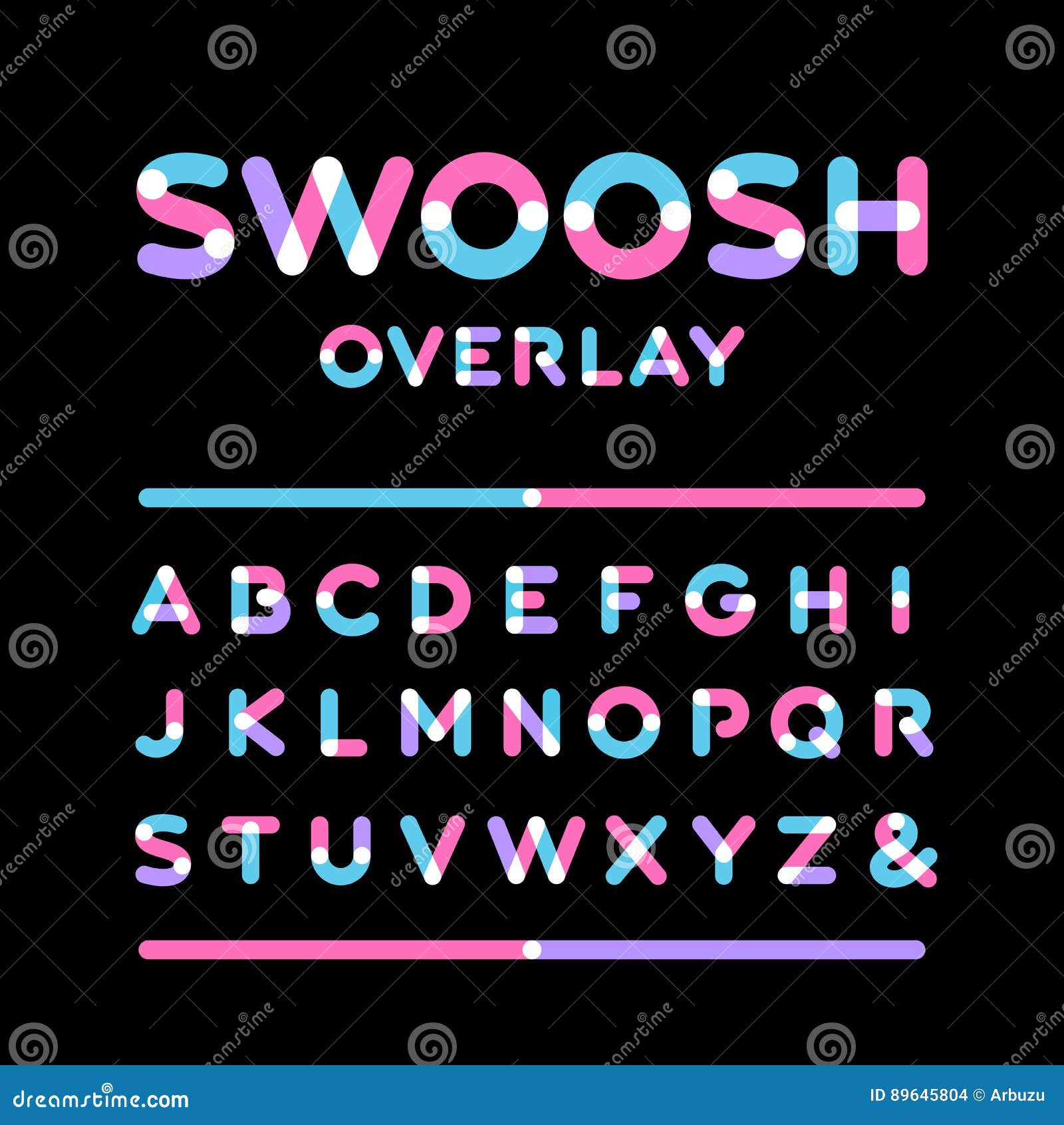 Rounded Font. Vector Alphabet with Overlay Effect Letters. Stock Vector ...