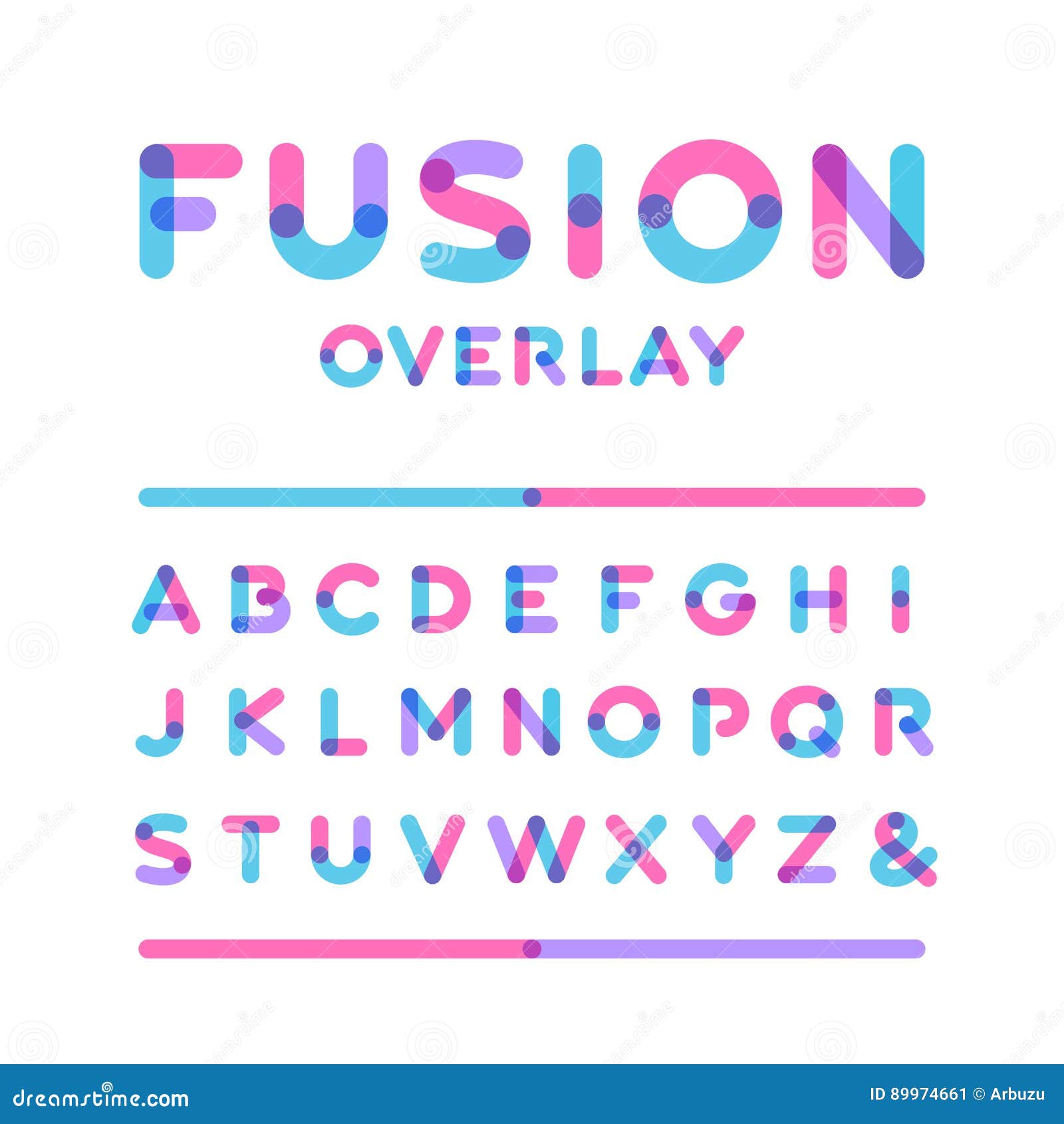 Rounded Font. Vector Alphabet with Overlay Effect Letters. Stock Vector ...