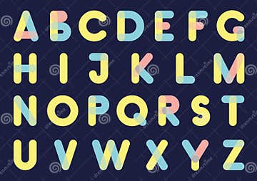 Rounded Font. Vector Alphabet for Posters with Overlay Effect Letters ...