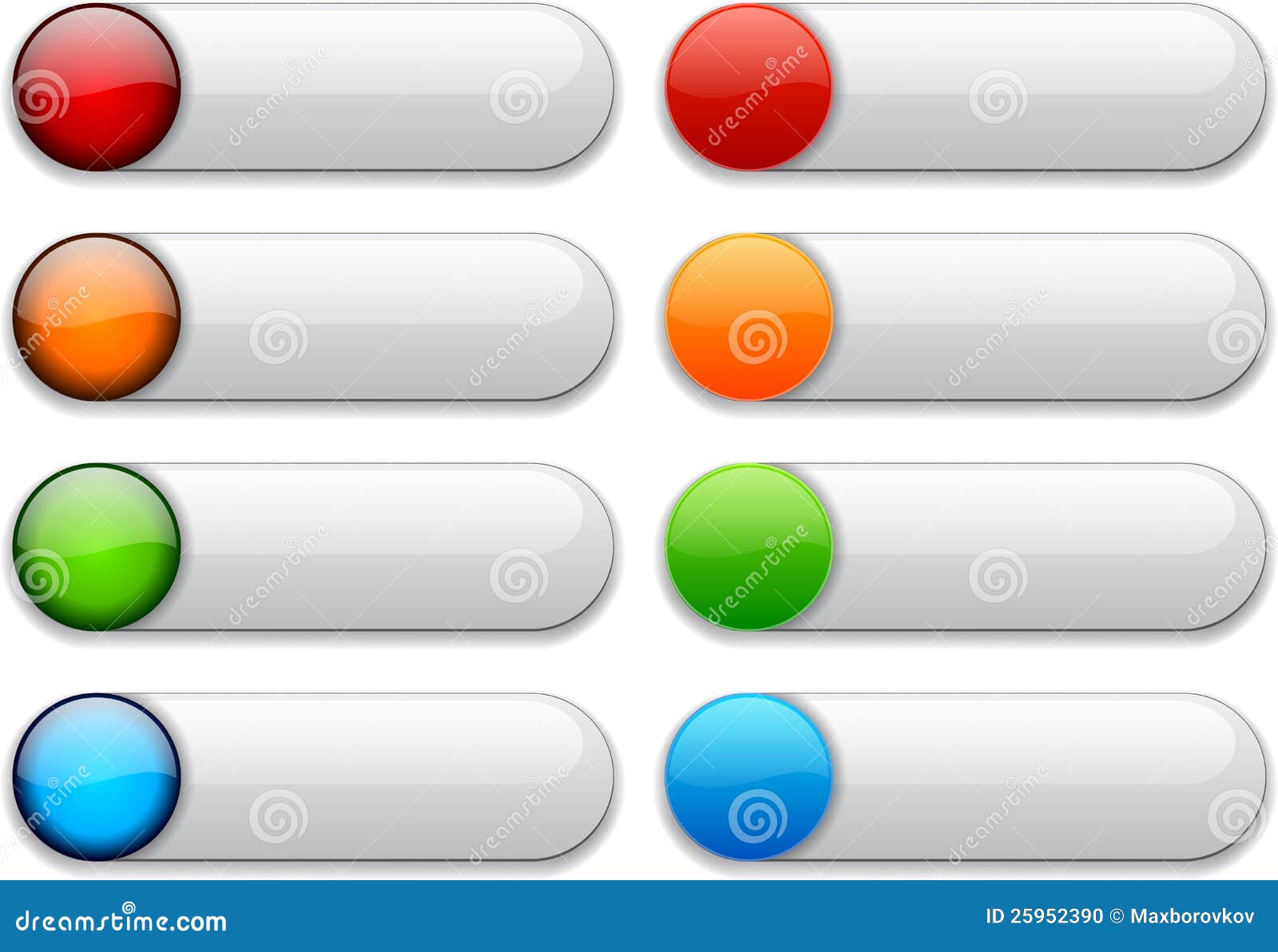 Rounded glossy buttons. stock vector. Illustration of icon - 25952390