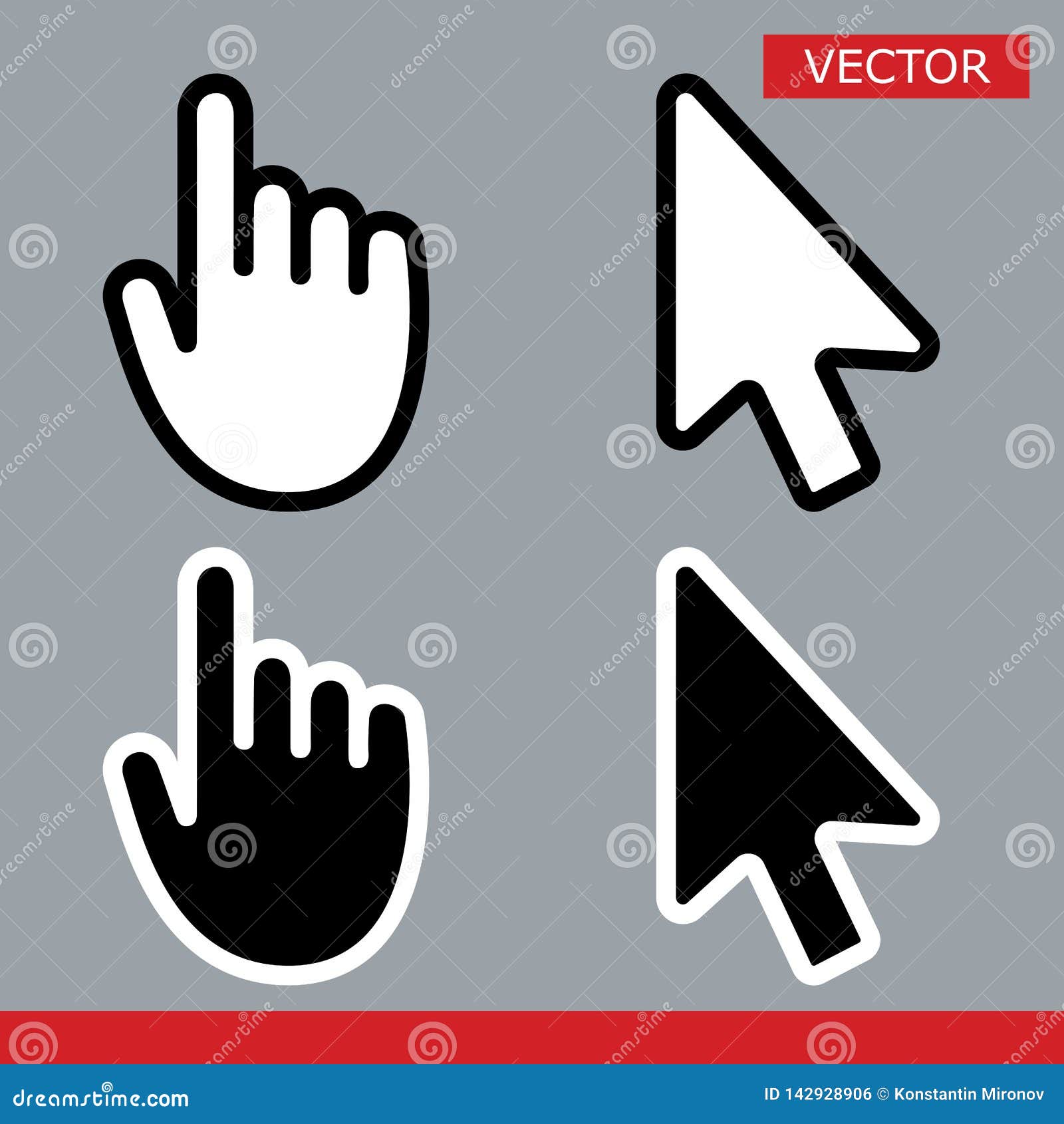 Rounded Hand Cursor Vector Illustration Stock Vector - Illustration of ...