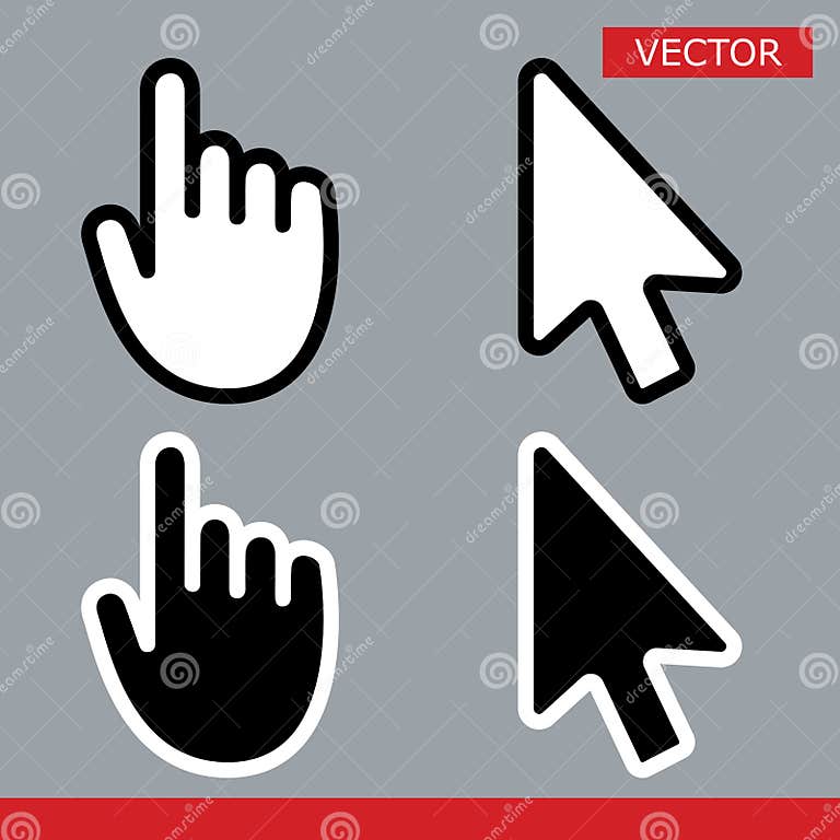 Rounded Hand Cursor Vector Illustration Stock Vector - Illustration of ...