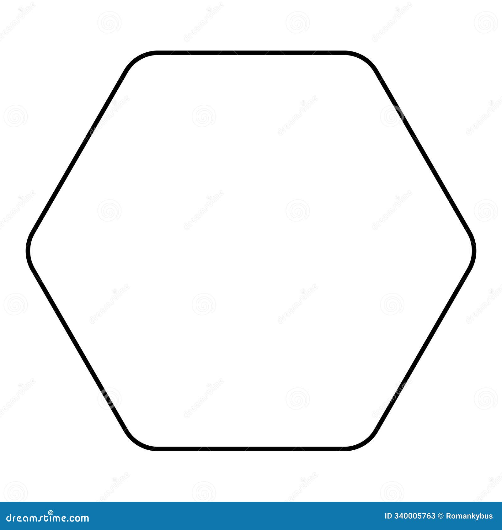Rounded Hexagon Shape Symbol, Black And White Vector Silhouette ...