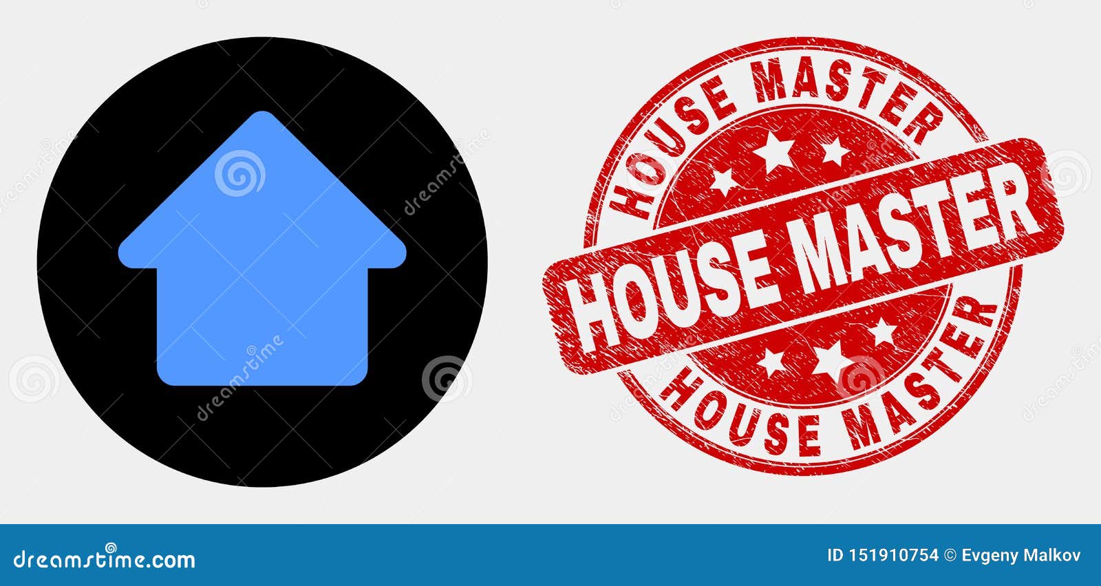 Vector Home Icon and Grunge House Master Stamp Seal Stock Vector ...