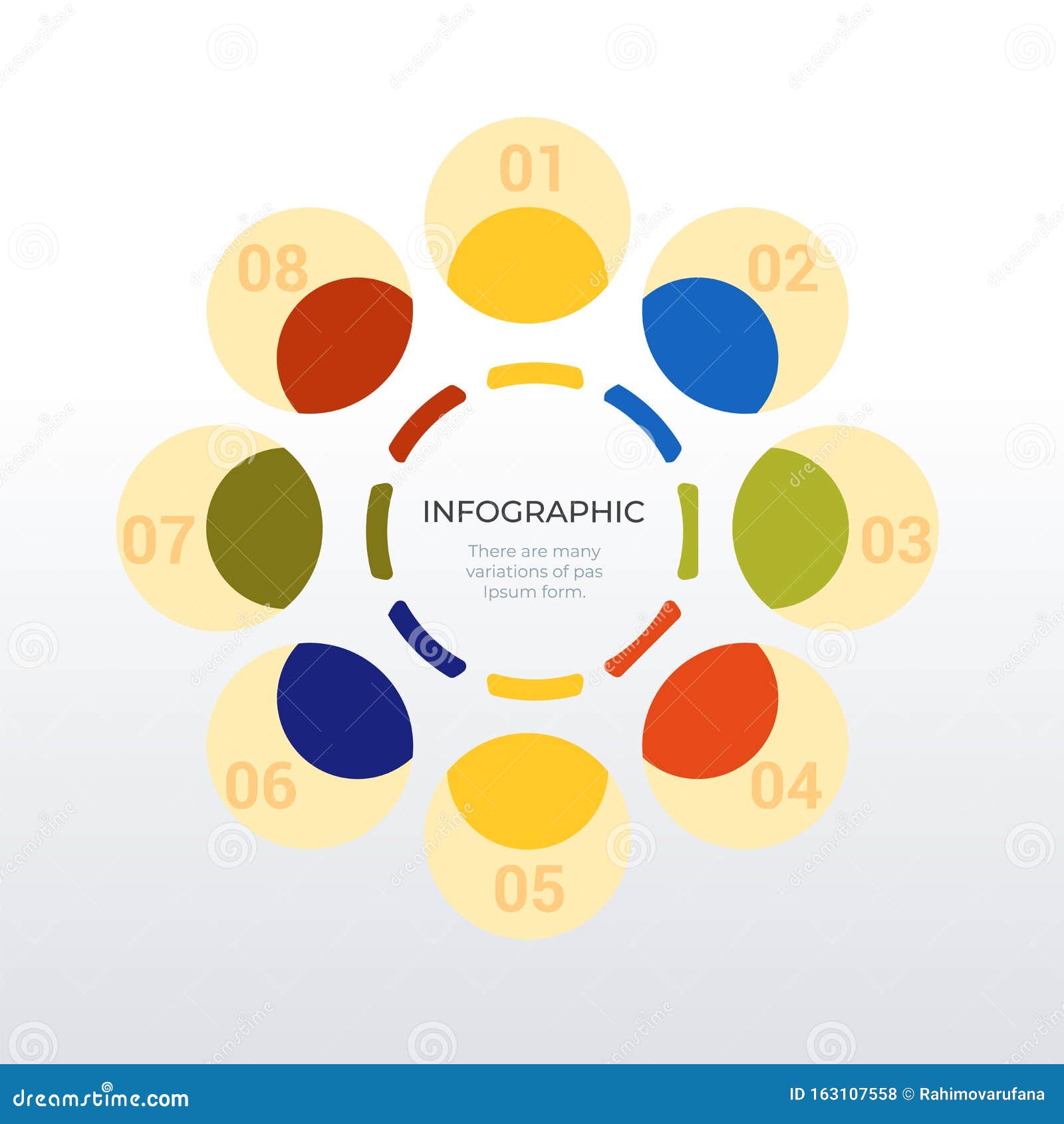 Rounded Infographic Template Design. Business Concept Infograph with 8 ...