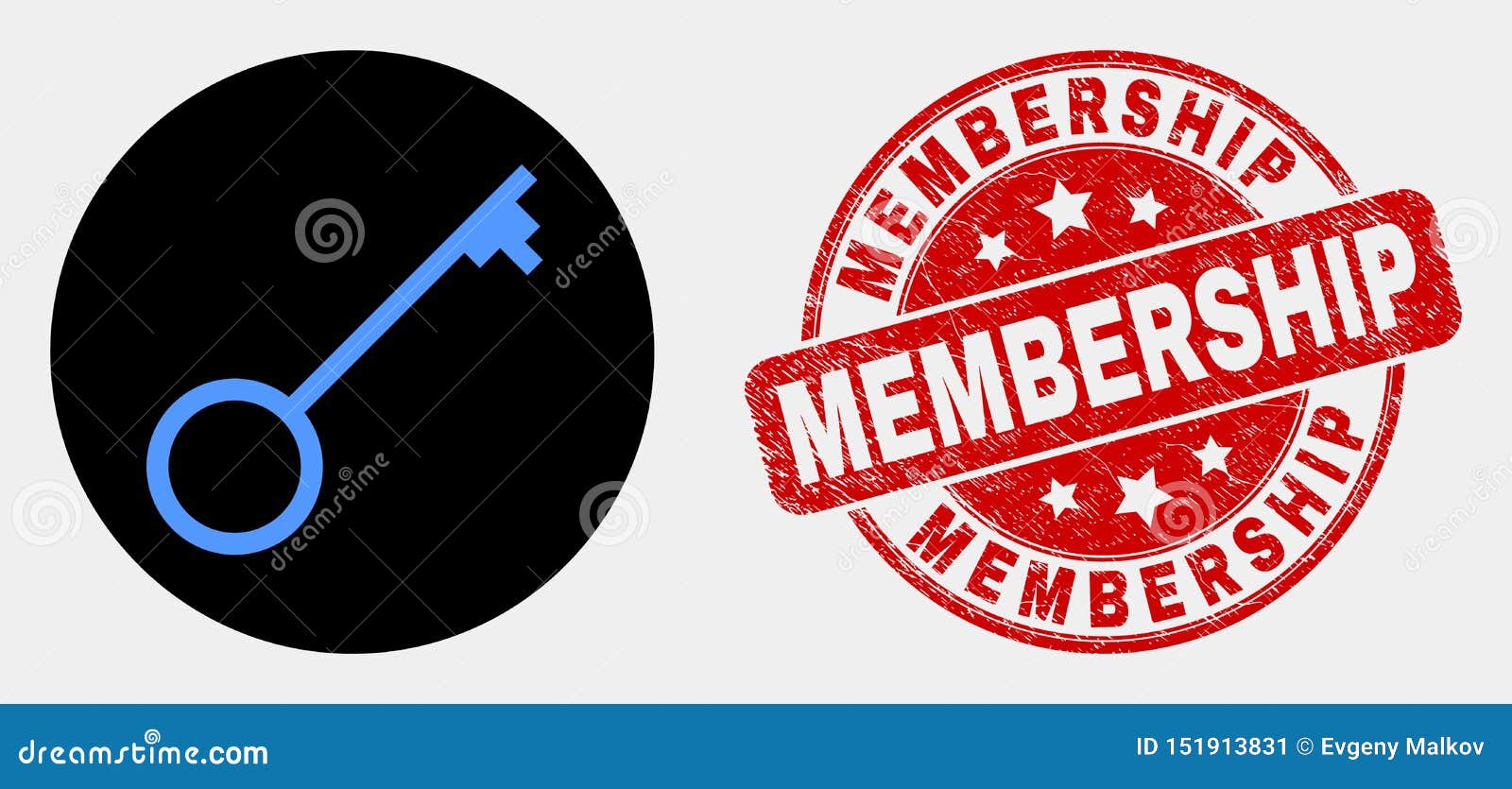 Vector Key Icon and Scratched Membership Watermark Stock Vector ...